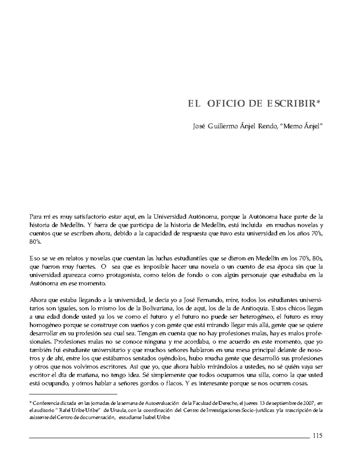 El oficio de escribir - clase reda - E L OFICIO DE E SCRIBIR* José ...
