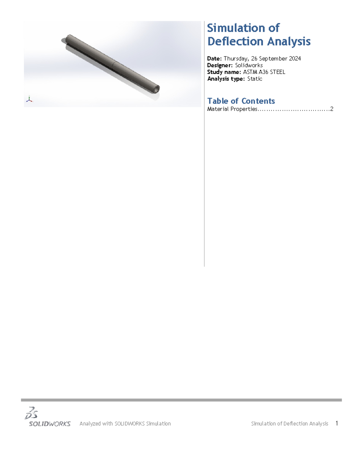 Deflection Analysis-ASTM A36 Steel-1 - BS Civil Engineering ...
