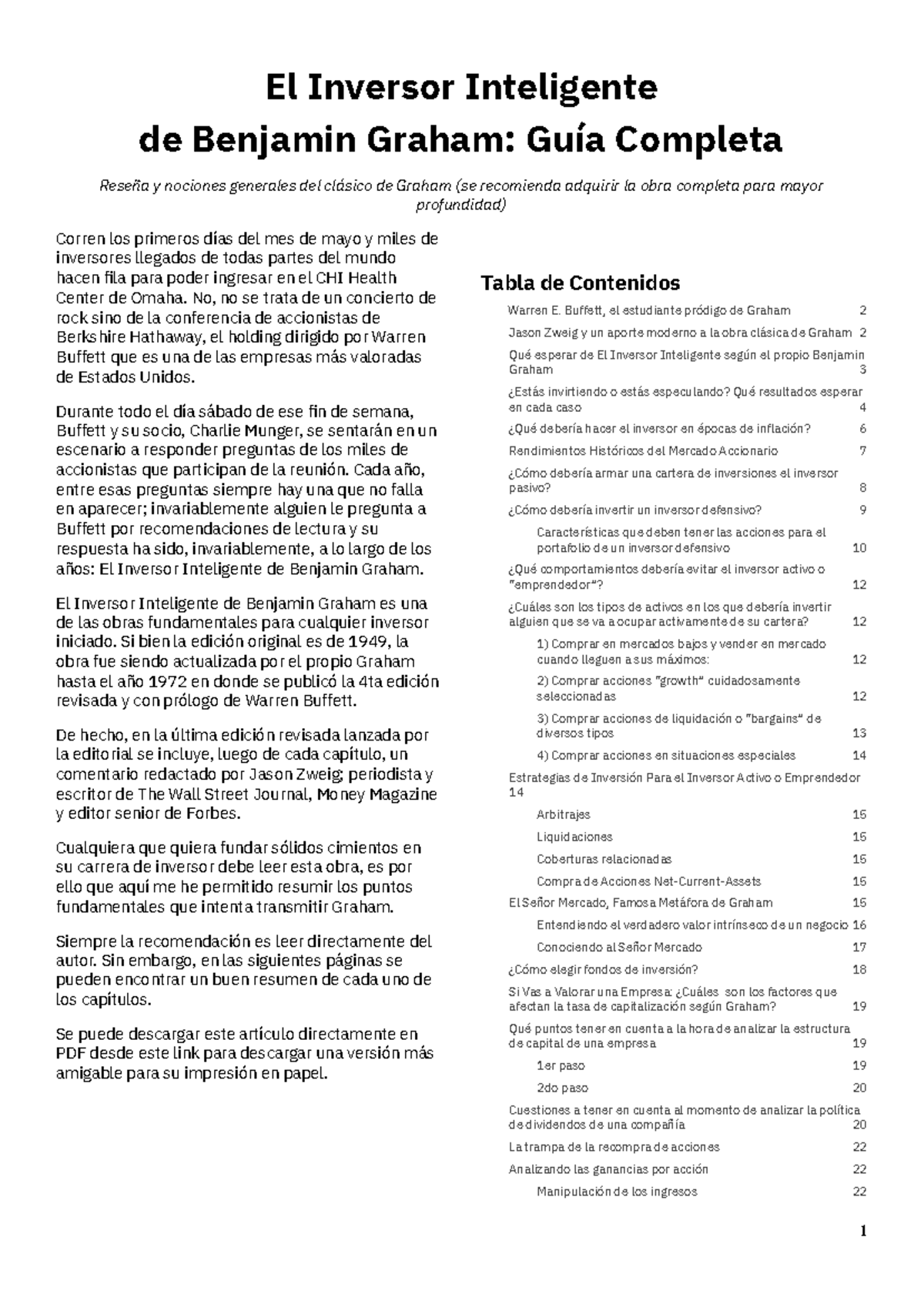 El Inversor inteligente - El Inversor Inteligente de Benjamin Graham ...