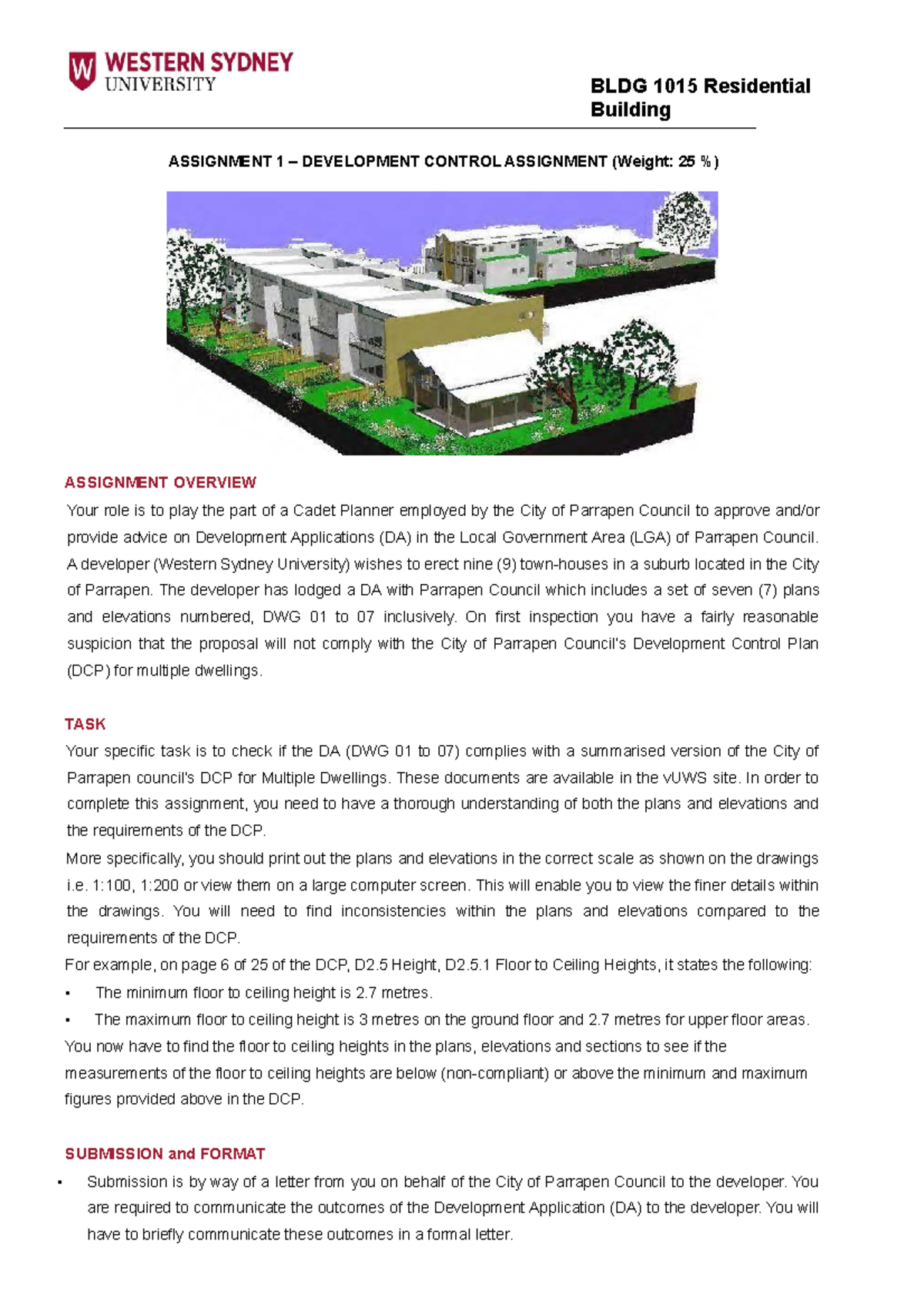 Residential Building Assignment 1 - BLDG 1015 Residential Building ...
