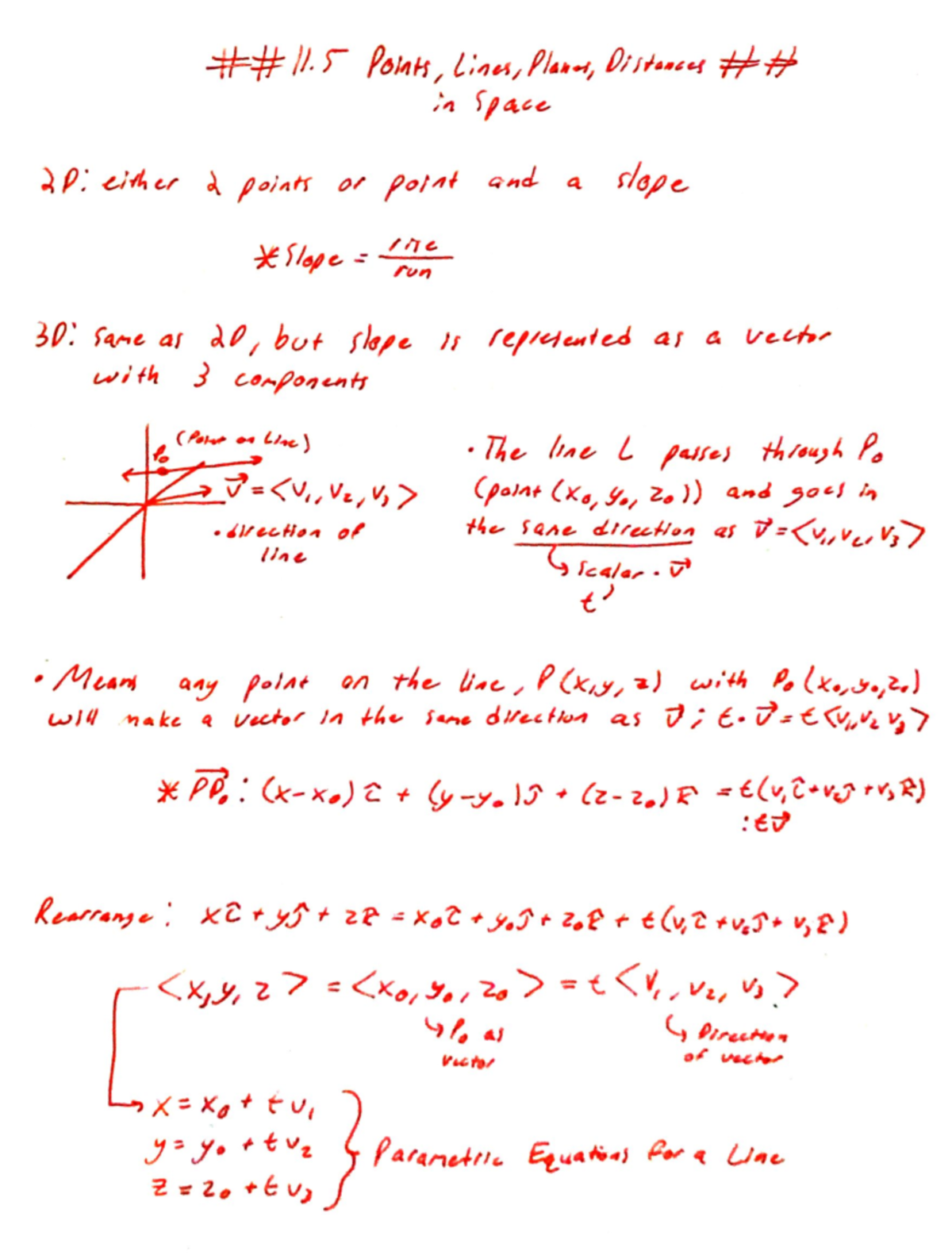 11.5 Points, Lines, Planes, Distances - (² · Means any point on the ...