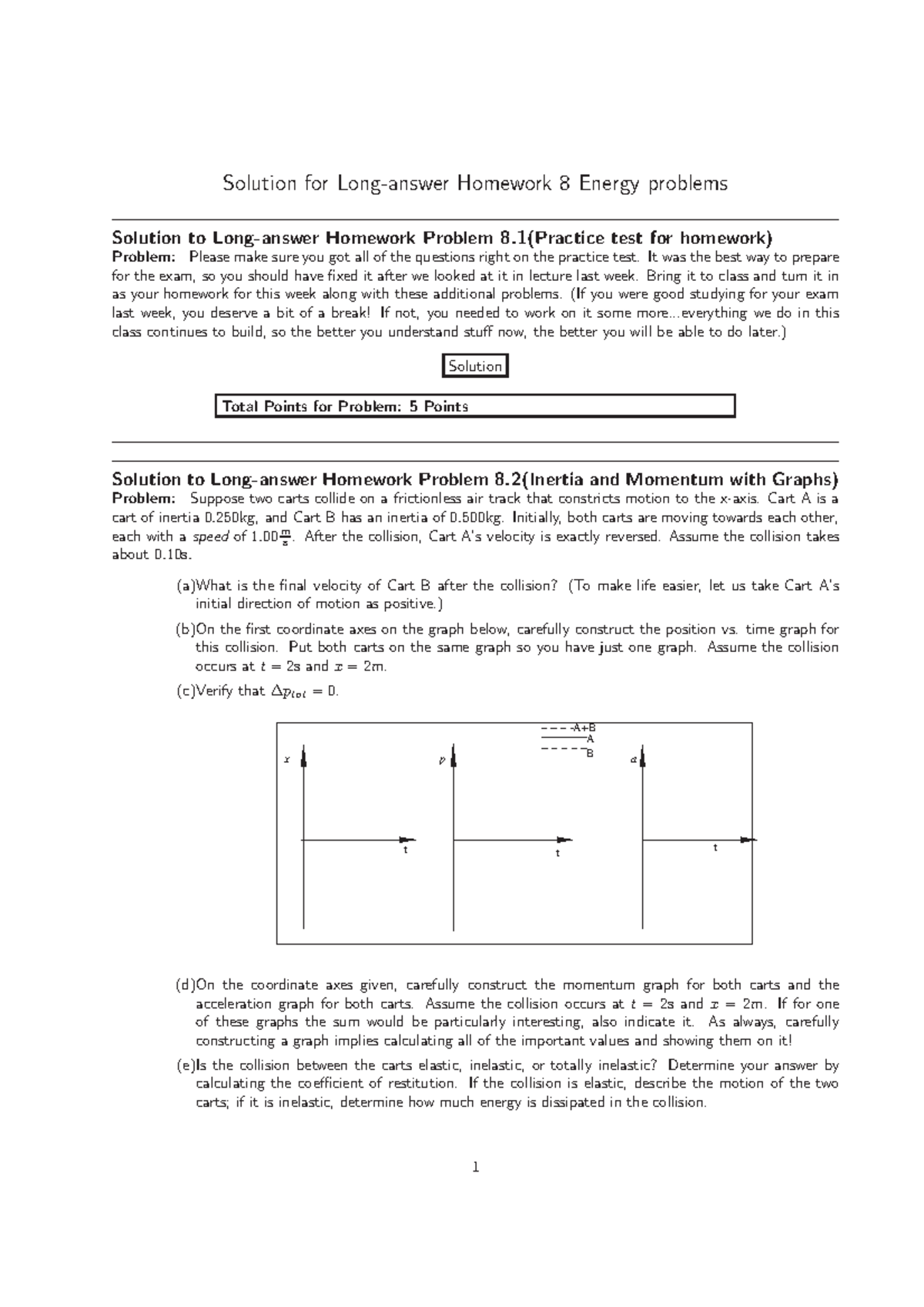 HW 8 Energy Problems - Long Homework Solution 8 - Solution for Homework ...