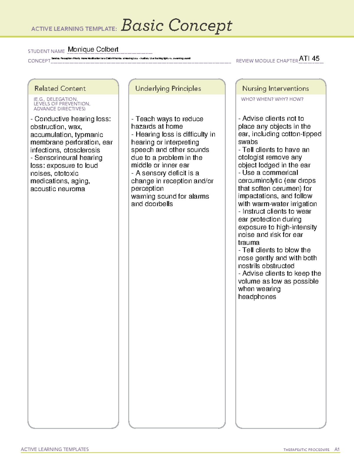 Chapter 45 Sendory Perception (Priority Home Modification for a Cleitn ...