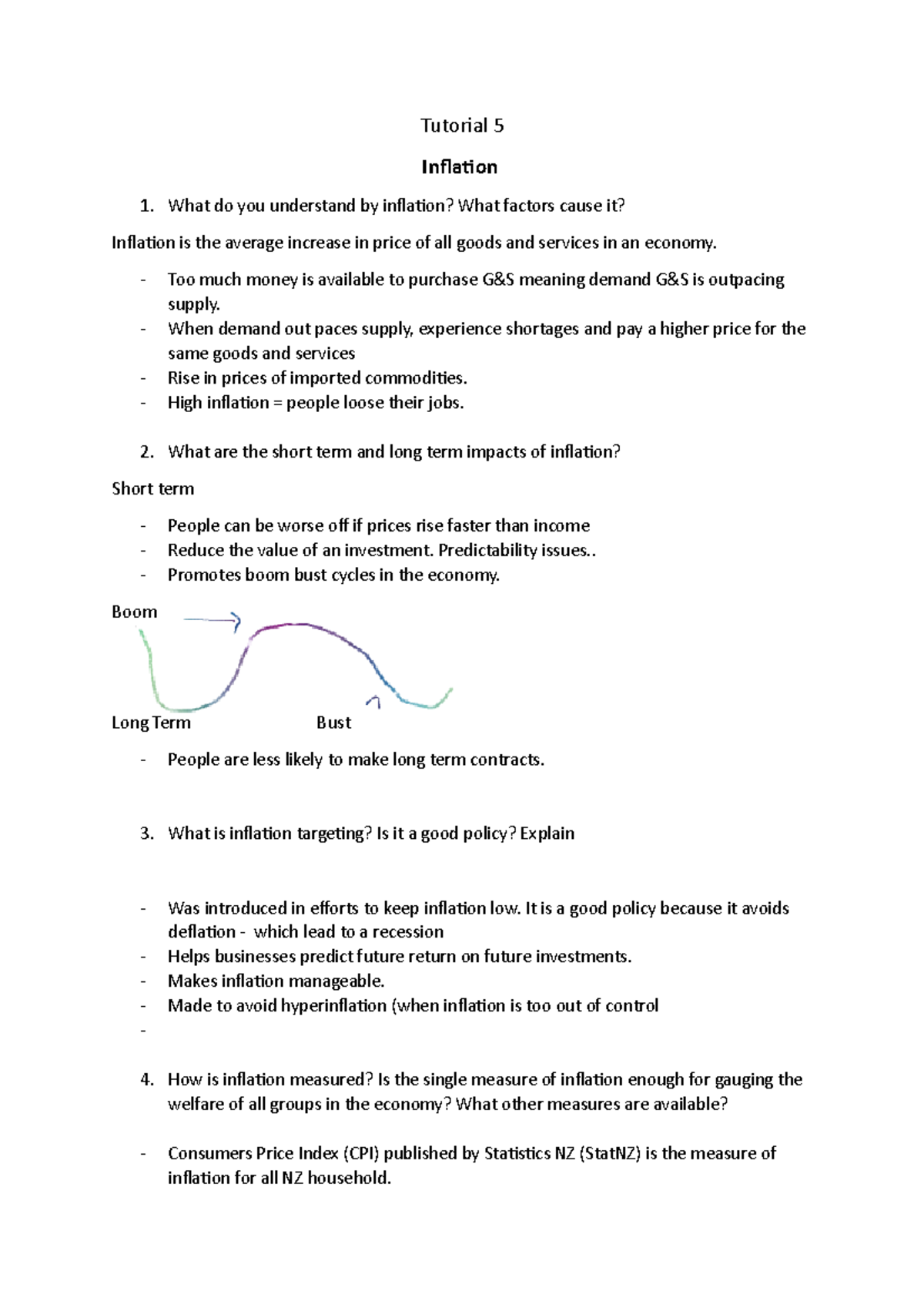 Inflation part one. Tutorial 5 - Tutorial 5 Inflation What do you ...