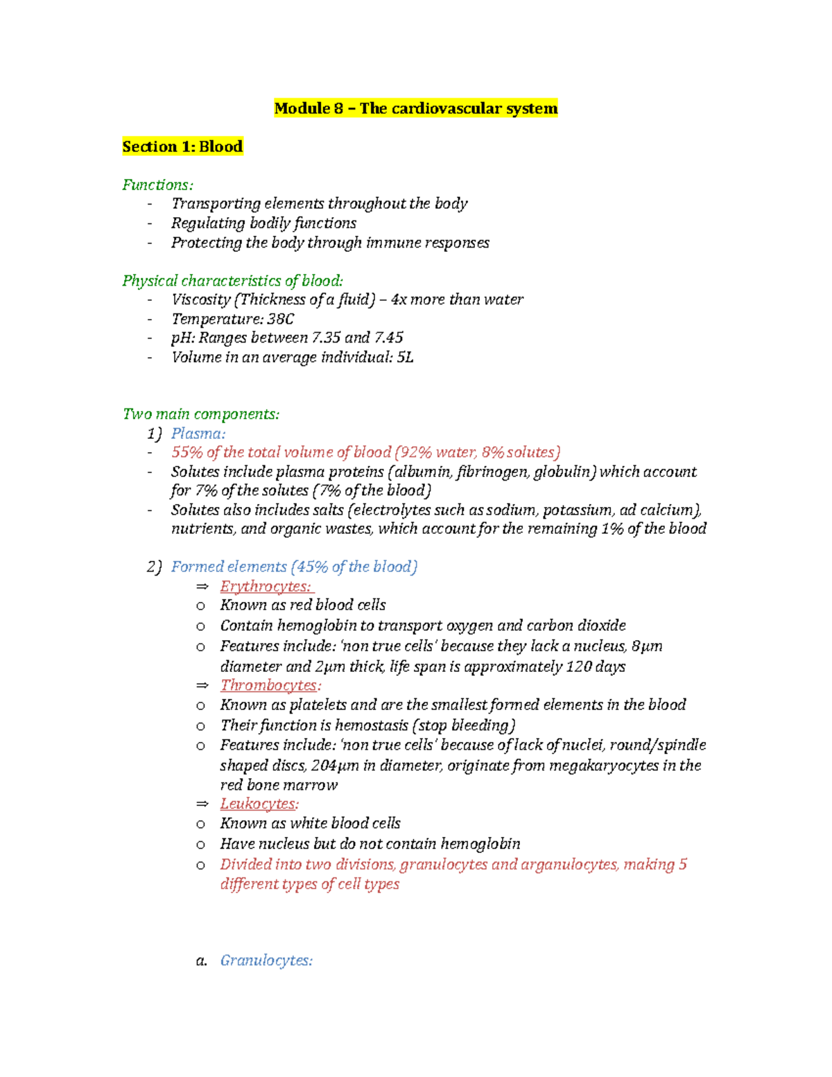 Module 8 The cardiovascular system - Module 8 – The cardiovascular ...