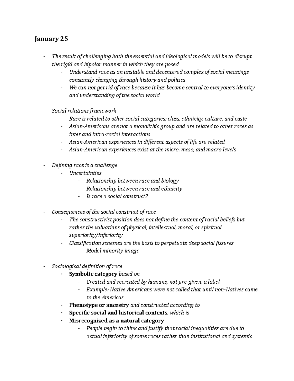 Class 4 Notes - Social relations framework, sociological definition of ...