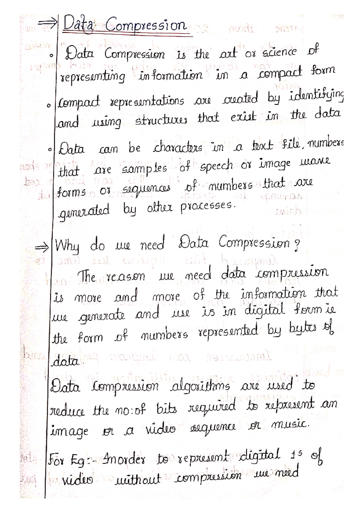 handwritten notes of module 1 - data compression technique - Studocu