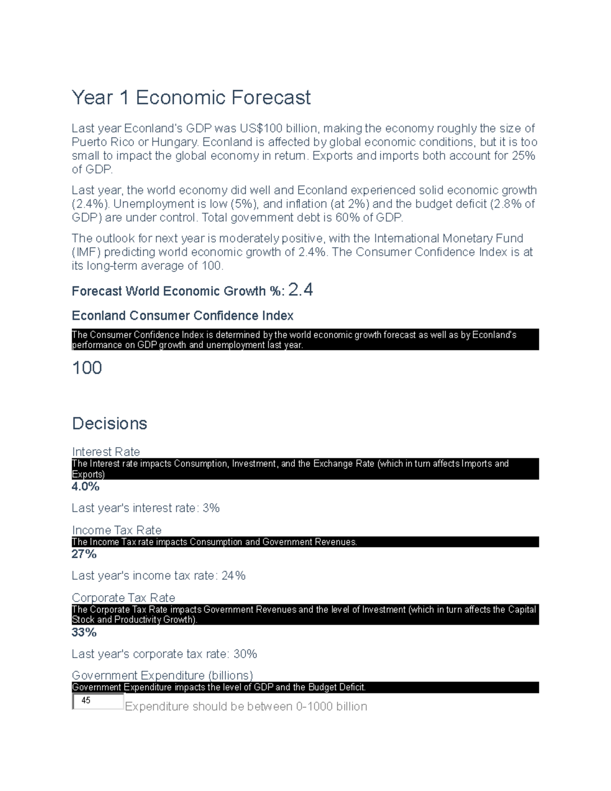 Simulation Econland from Harvard Business Review - Deprecated API usage ...