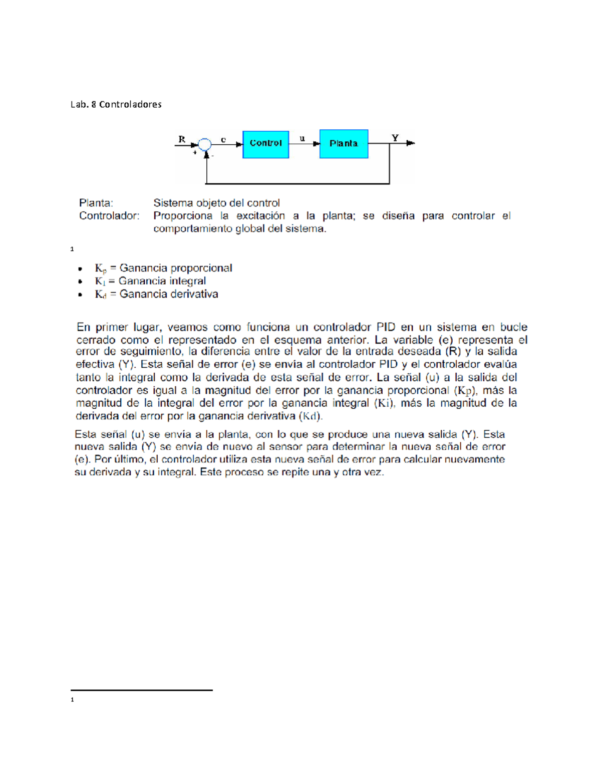 LAB 08 basico Comandos PID Matlab -Labview - Lab. 8 Controladores 1 1 SIMULACIONES PARA MATLAB ...