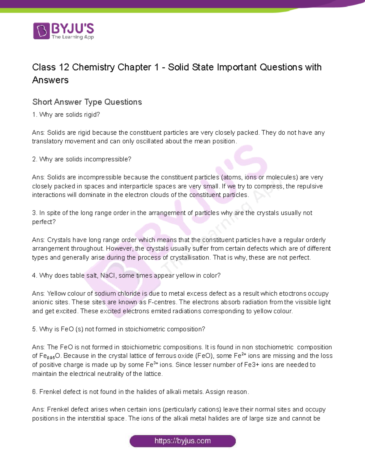Chapter 1 Solid State - Class 12 Chemistry Chapter 1 - Solid State ...