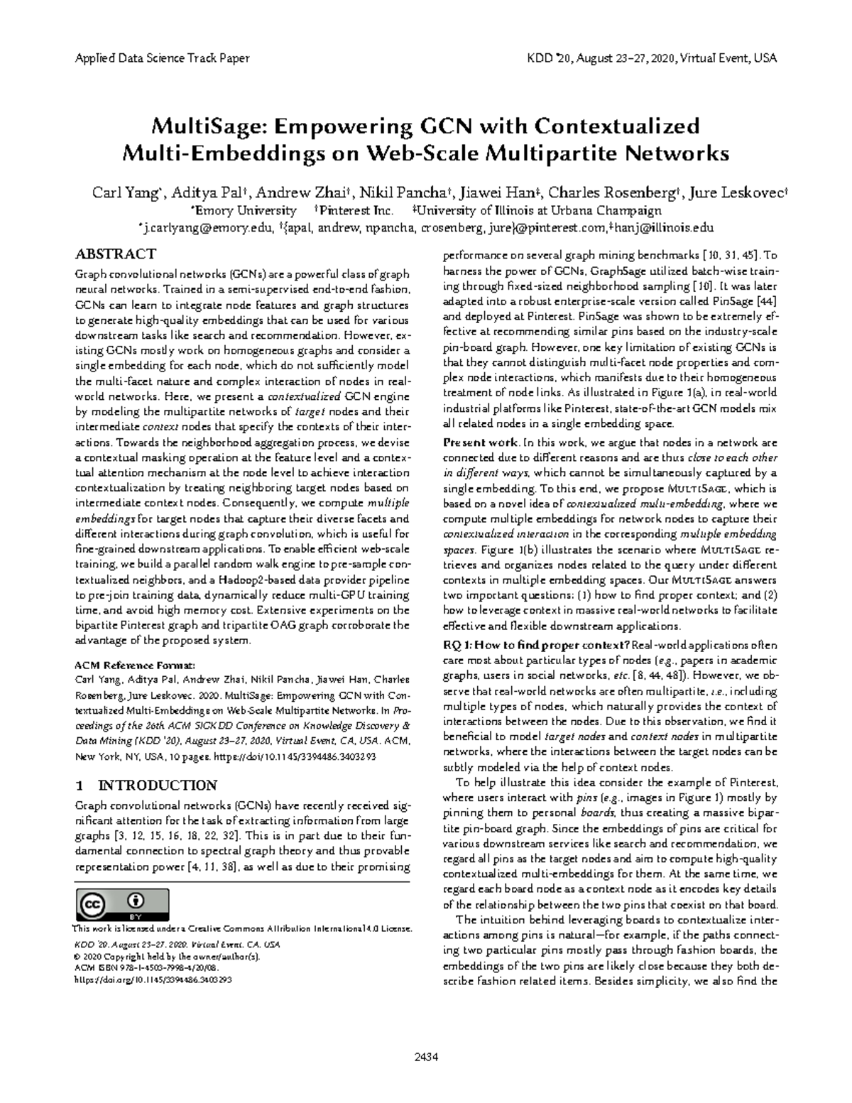 Multi Sage - good paper. - MultiSage: Empowering GCN with Contextualized Multi-Embeddings on ...