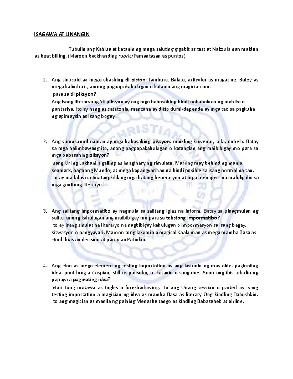 Pagbasa at Pagsulat #1 - Life works of Rizal - ISAGAWA AT LINANGIN ...