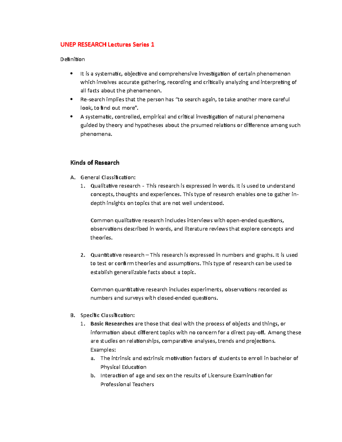 UNEP Research Lectures Series 1 - UNEP RESEARCH Lectures Series 1 ...