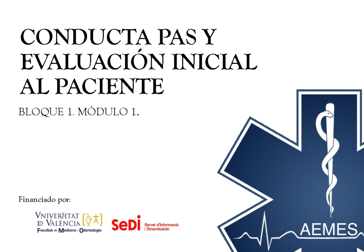 Conducta PAS Y Evaluación Inicial AL Paciente - CONDUCTA PAS Y ...