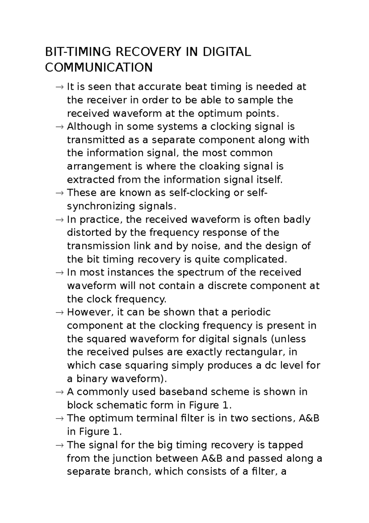 Bit-Timing Recovery in Digital Communications - BIT-TIMING RECOVERY IN ...