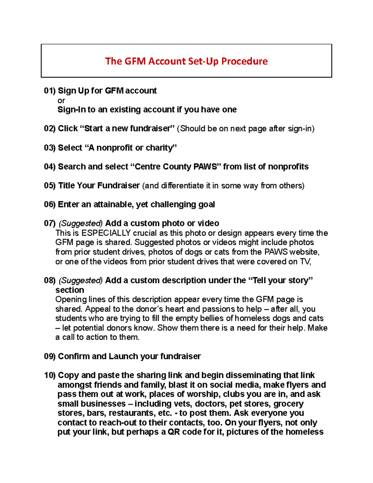 The GFM Procedure - notes class - The GFM Account Set-Up Procedure Sign ...