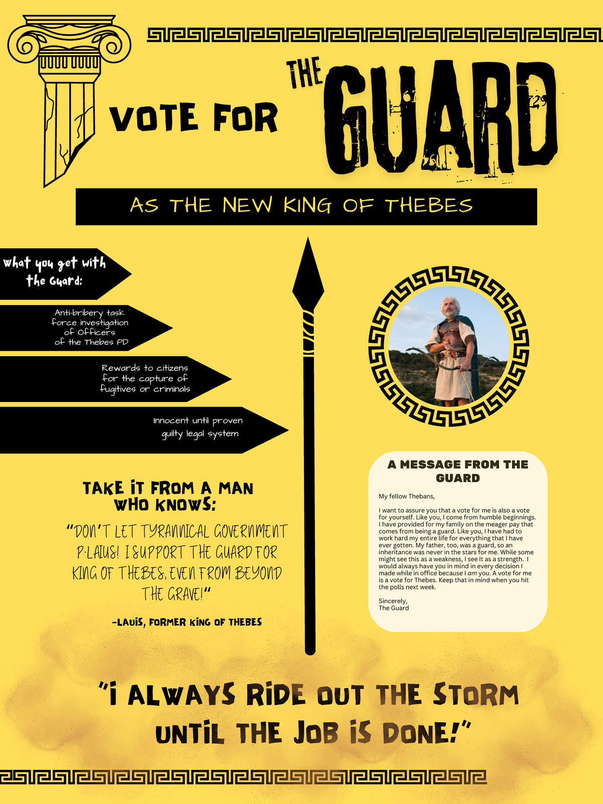 Antigone Poster Example-The Guard - VOTE FOR AS THE NEW KING OF THEBES ...