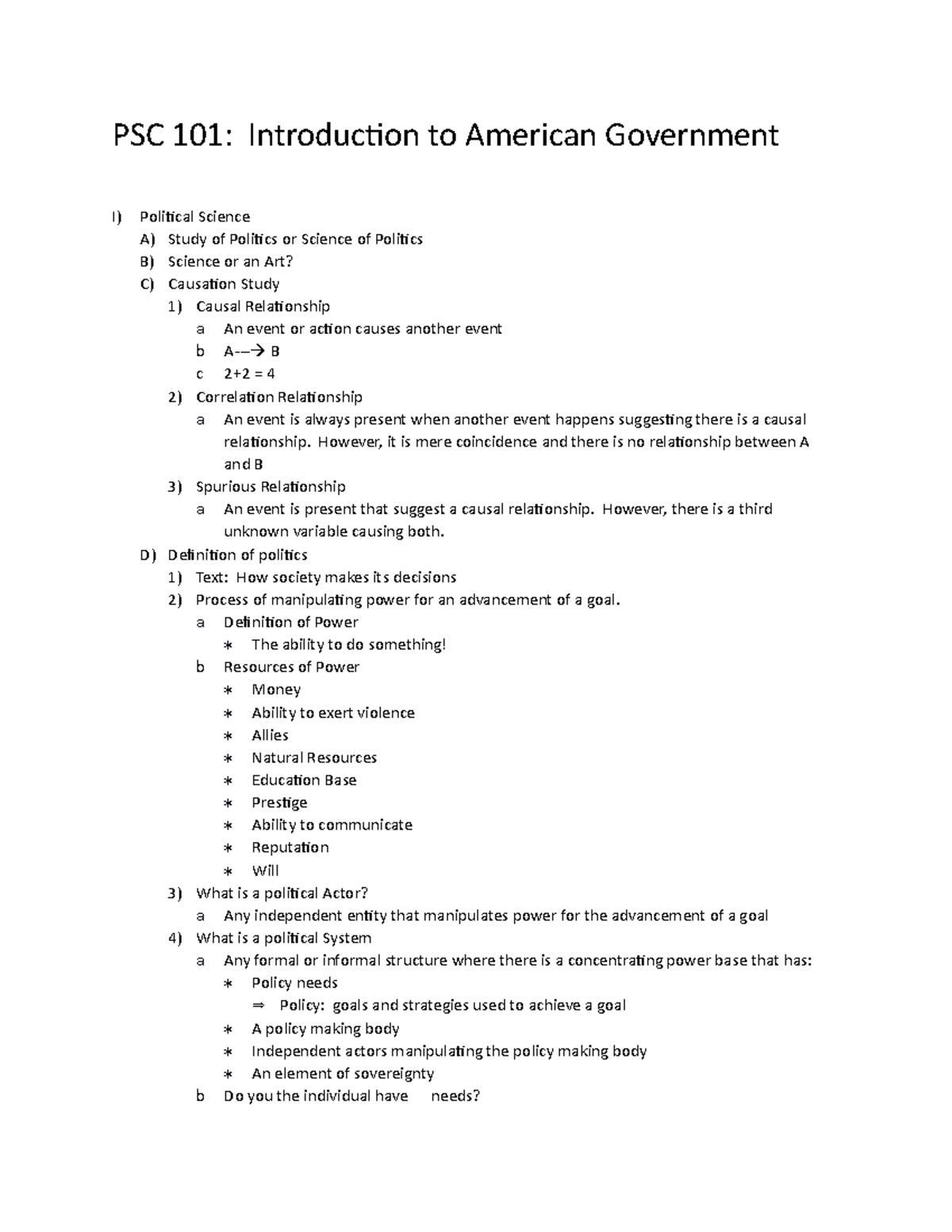 PSC 101 Lecture 2019 - PSC 101: Introduction to American Government I ...