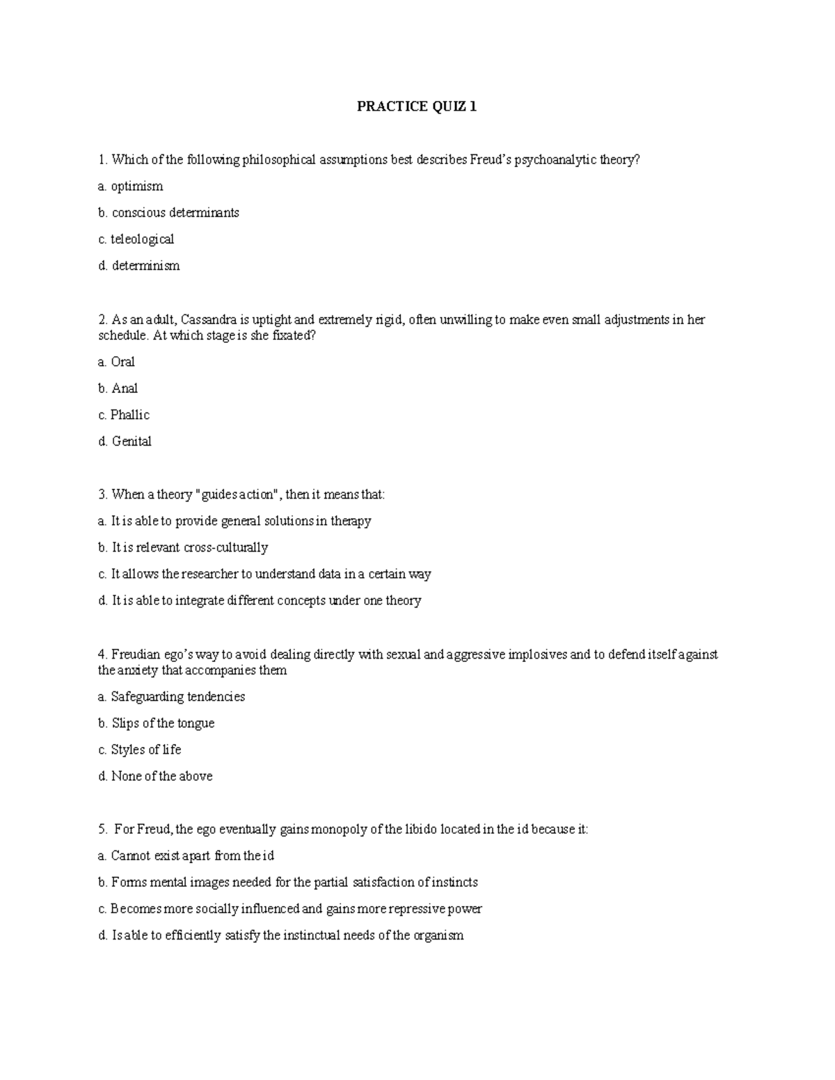 TOP I - Practice QUIZ 1 - PRACTICE QUIZ 1 Which of the following ...