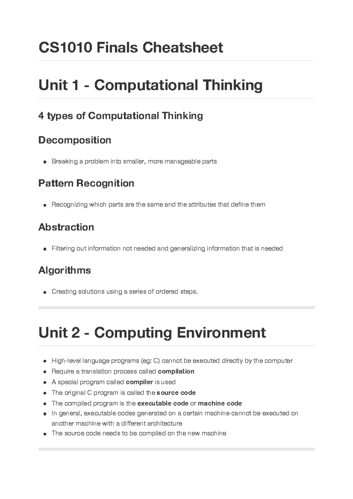1718s1 finals cheatsheet - CS1010 Finals Cheatsheet Unit 1 ...