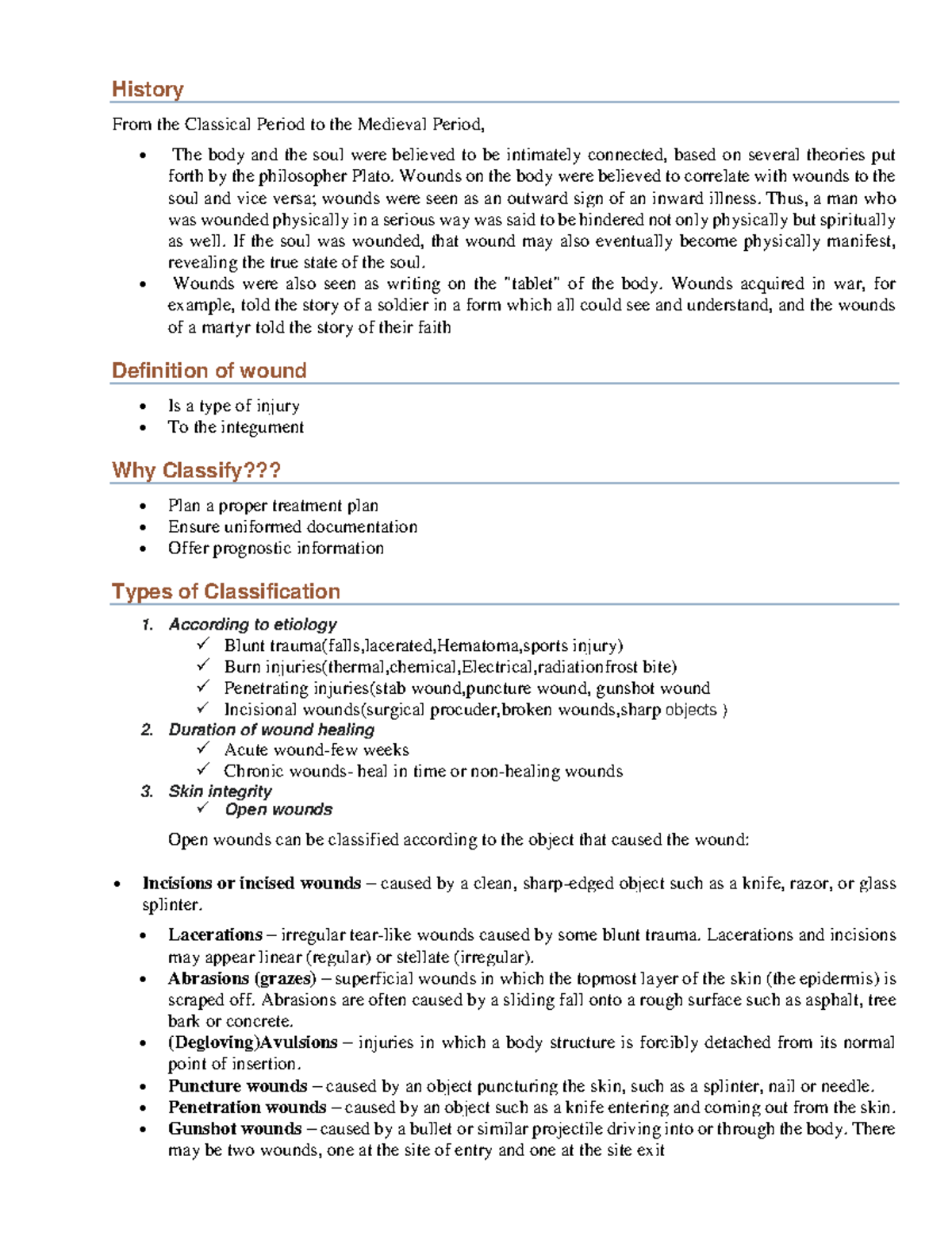Wound care draft - first aid practice - History From the Classical ...