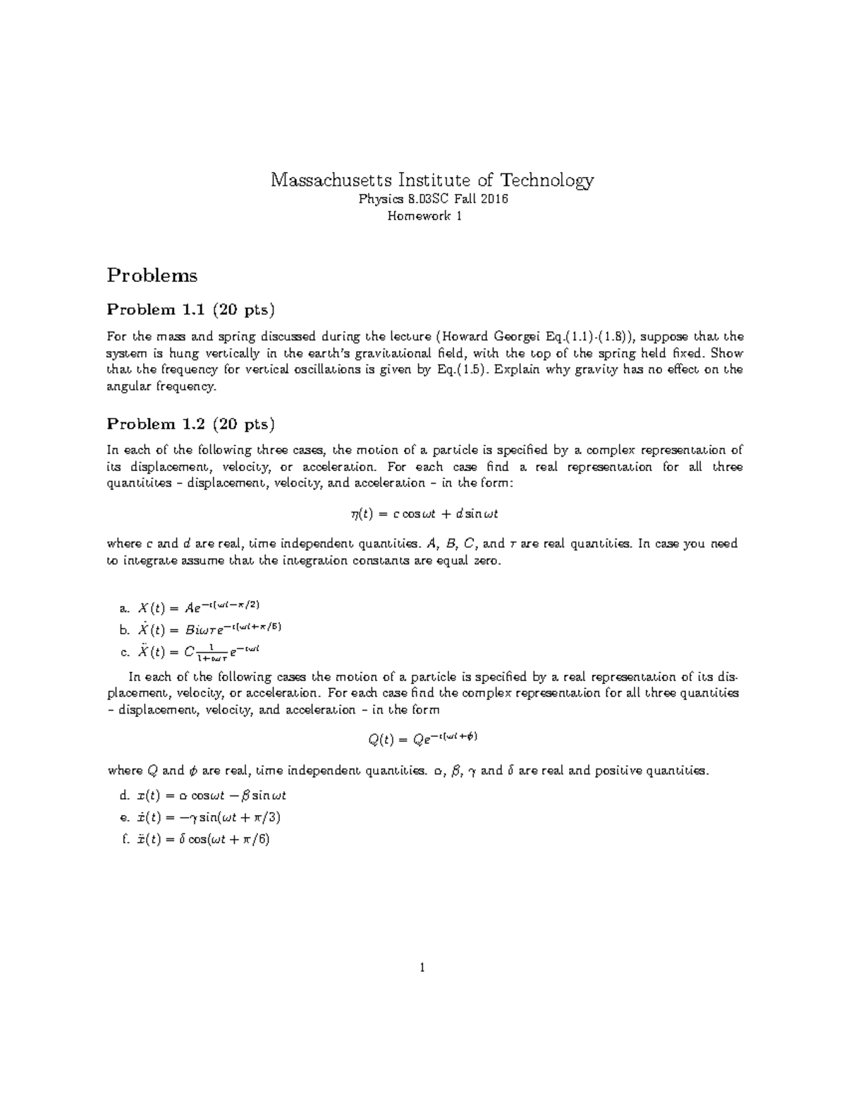 Problem set 1 - MIT online coursework - SSCCC CCC Massachusetts ...