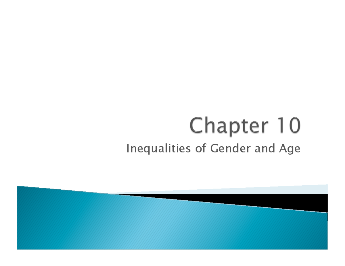 Chapter 10 Inequalities Of Gender And Age - Inequalities of Gender and ...