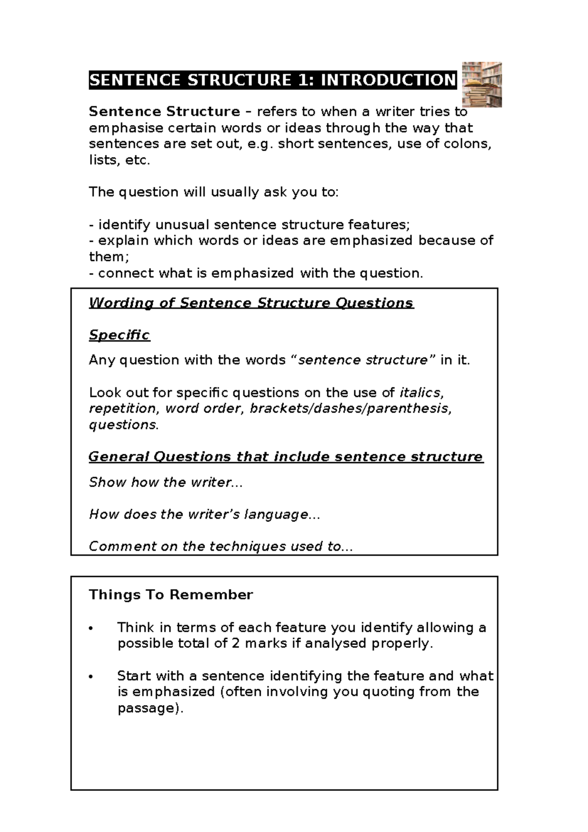3-Sentence-Structure - SENTENCE STRUCTURE 1: INTRODUCTION Sentence ...