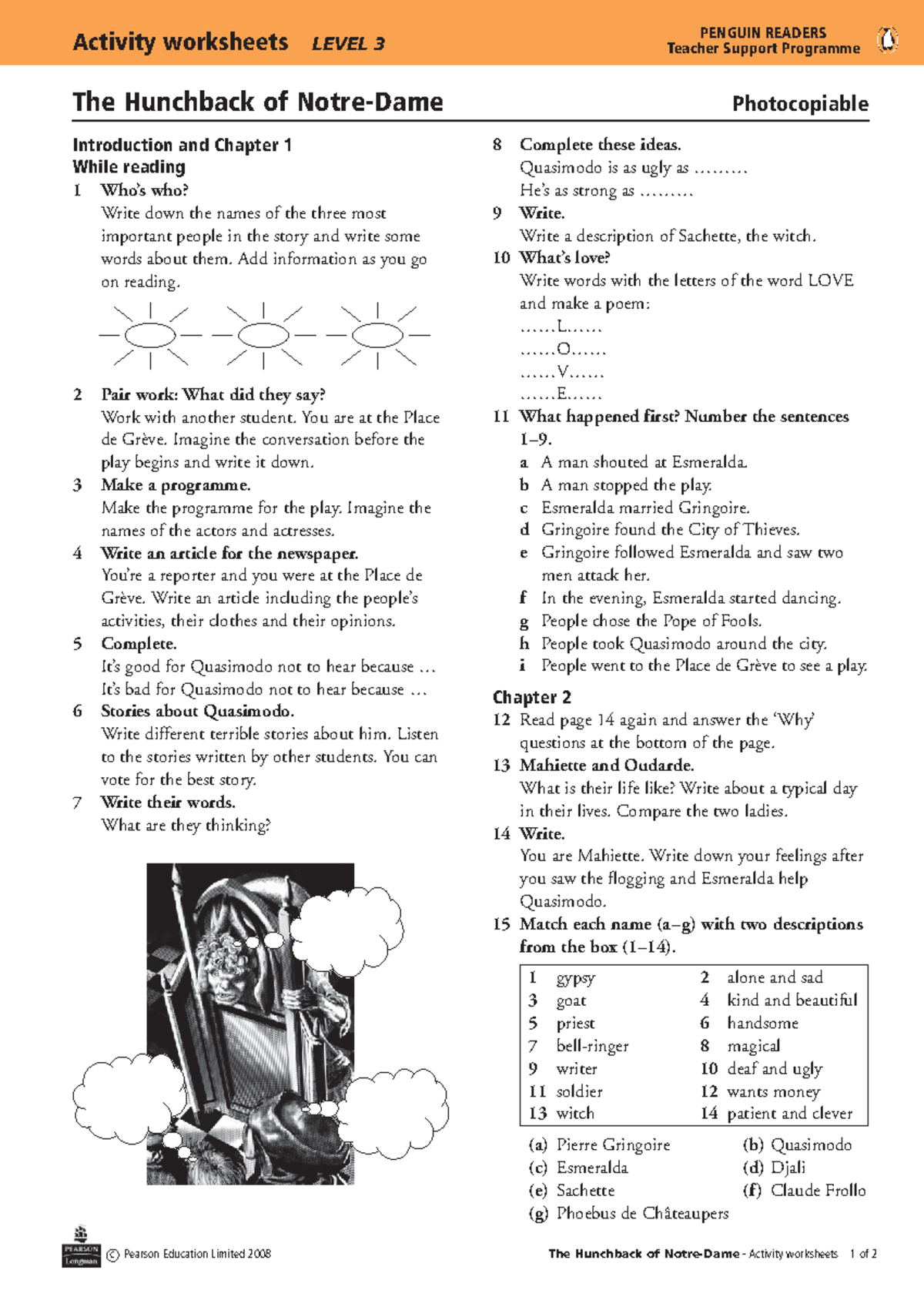 Hunchback of Notre Dame - Add information as you go on reading. 2 Pair ...