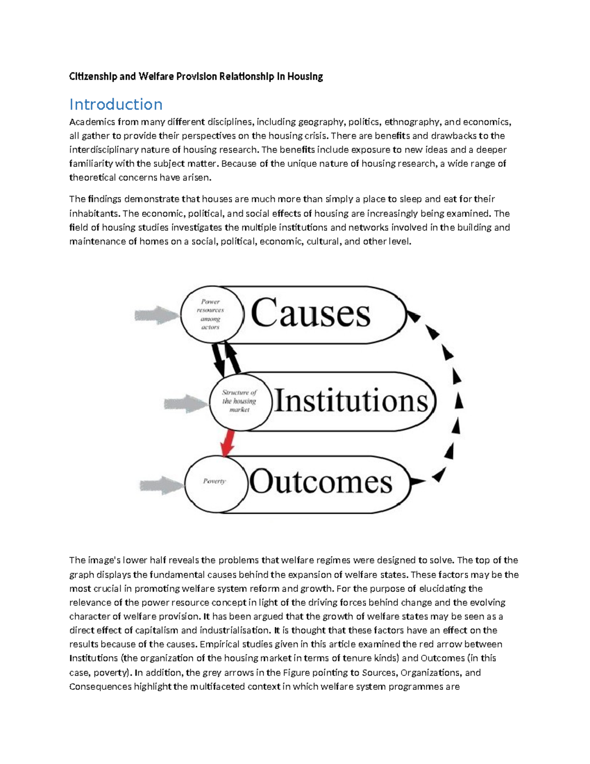Citizenship and Welfare Provision Relationship in Housing - Citizenship ...