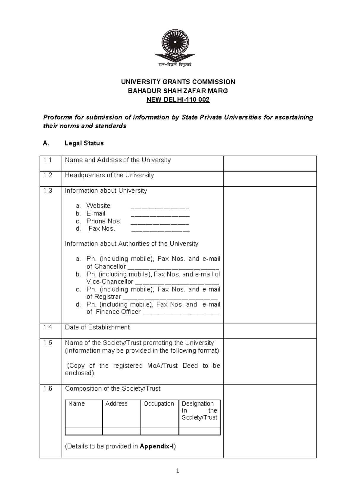 UGC proformaprivateuniversities Section 2f - Kku&foKku foeqDr;s ...