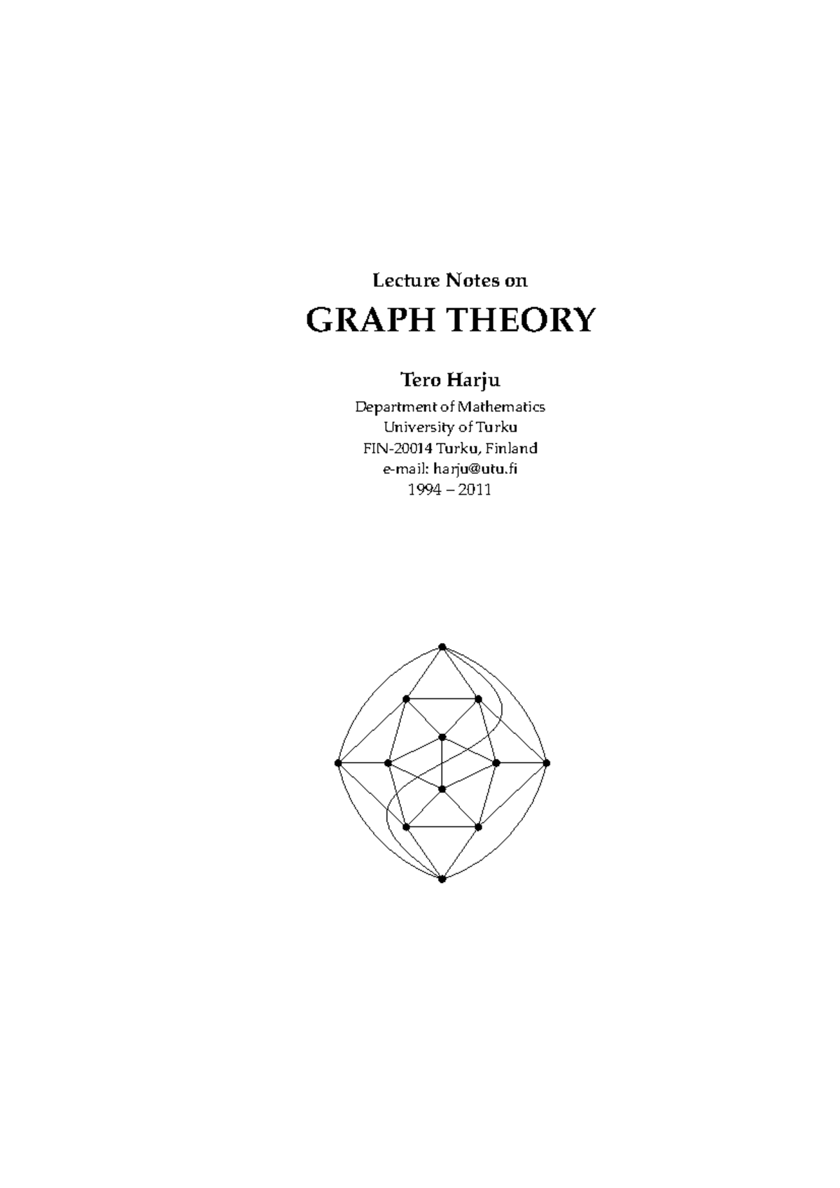 Graphtheory - Graphentheorie - Lecture Notes on GRAPH THEORY Tero Harju ...