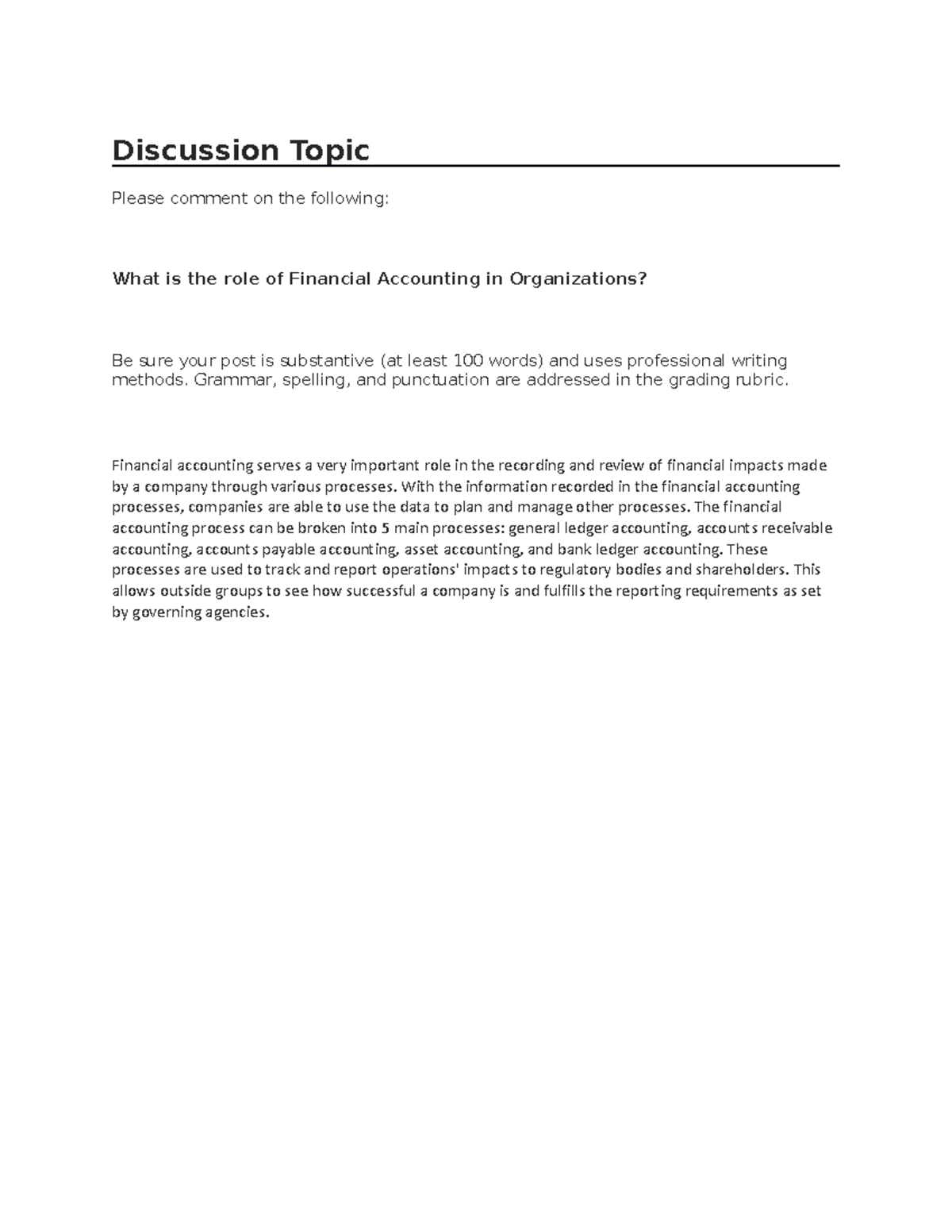 Week 6 - Discussion Board - Discussion Topic Please comment on the ...