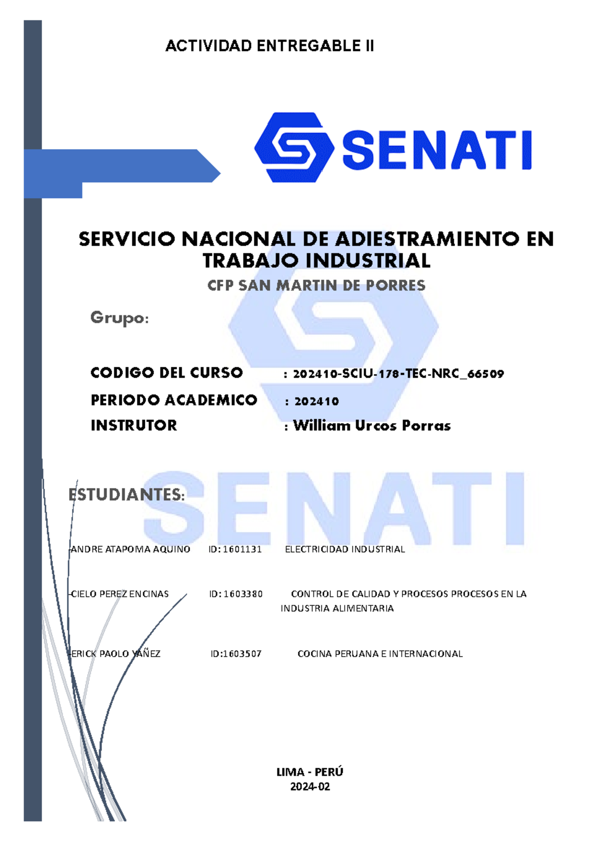 Entregable 02 Matematica - ACTIVIDAD ENTREGABLE II SERVICIO NACIONAL DE ADIESTRAMIENTO EN ...