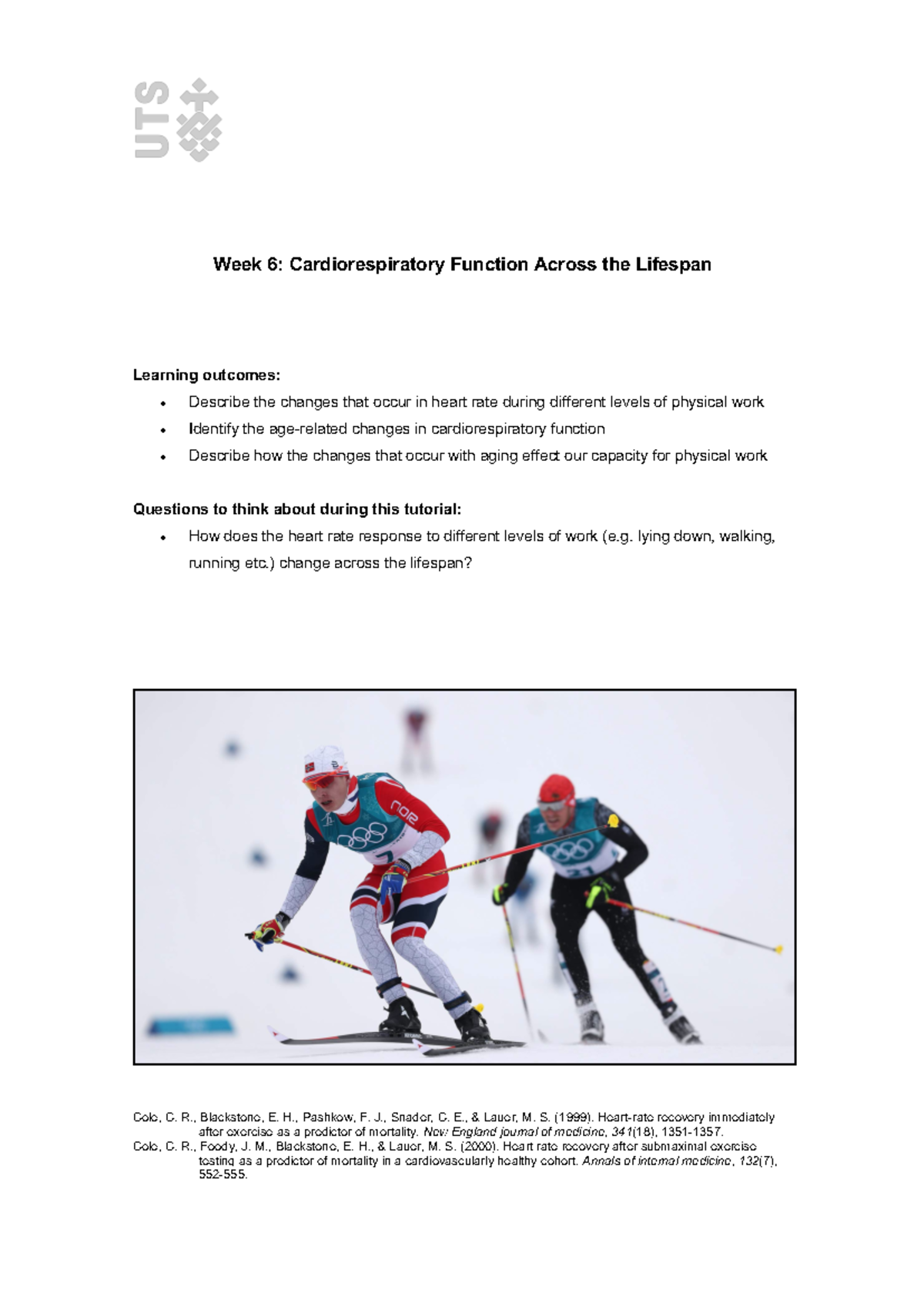 Week 6 Tutorial Worksheet - Week 6 : Cardiorespiratory Function Across ...