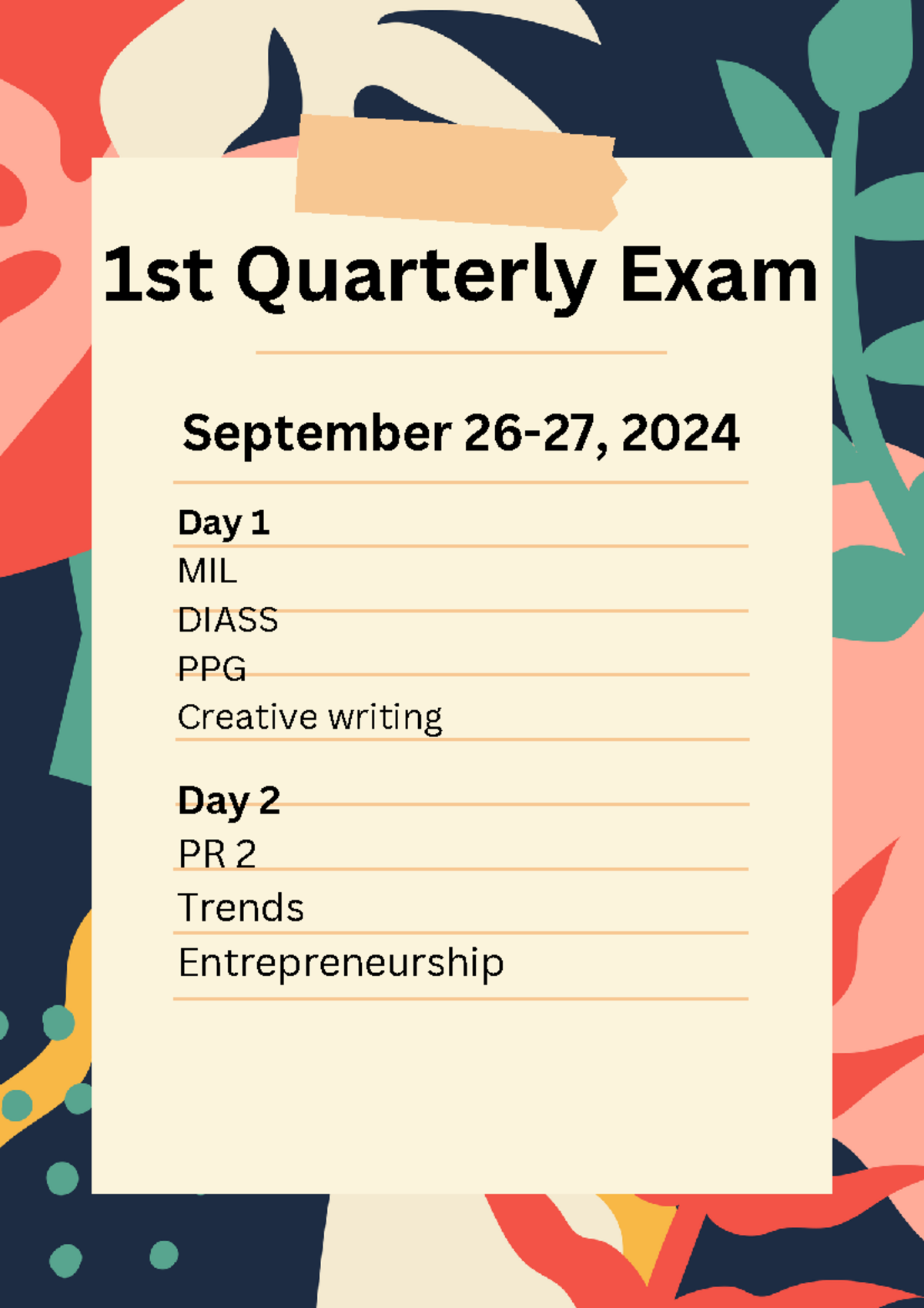 Colorful Illustrated Tropical Leaves Page Border - Grade School ...