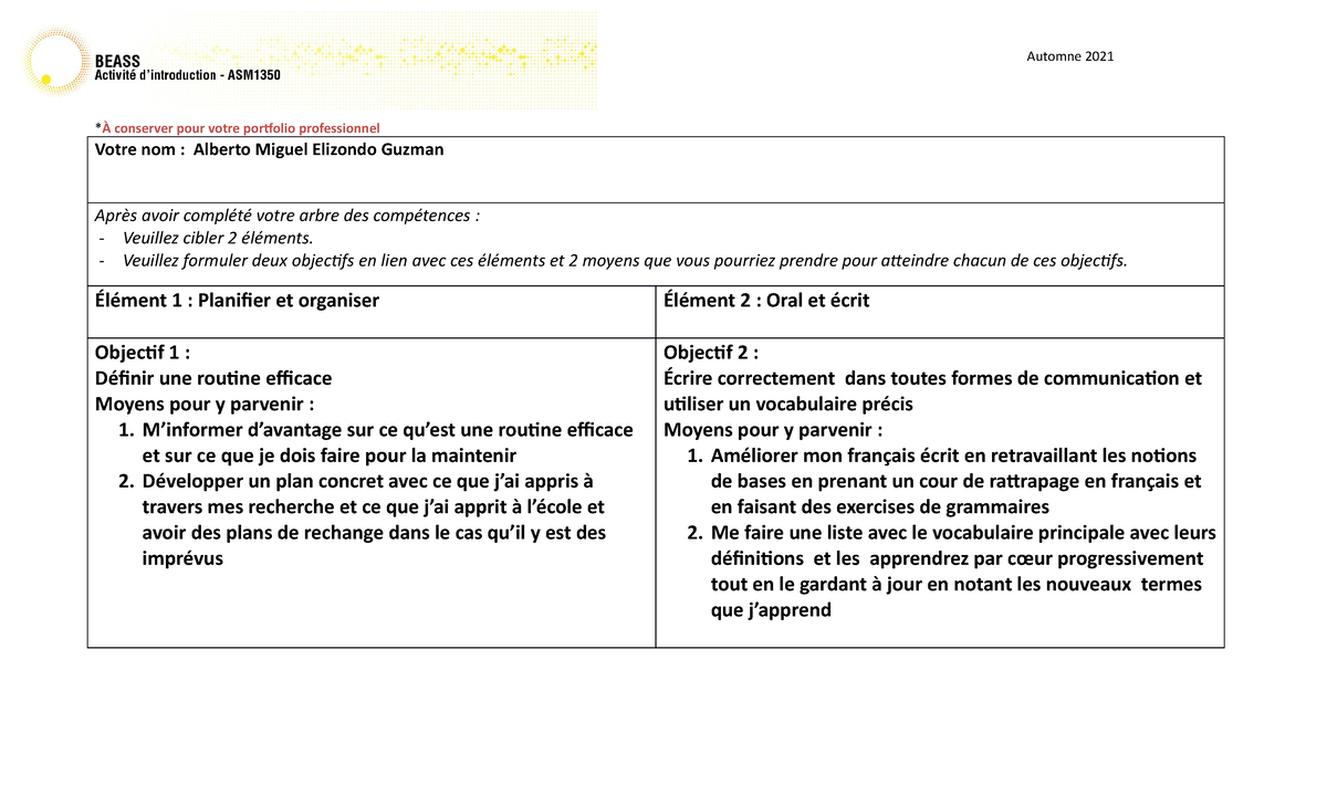 Atelier Arbre des comp Ã©tences - Automne 2021 *À conserver pour votre portfolio professionnel ...