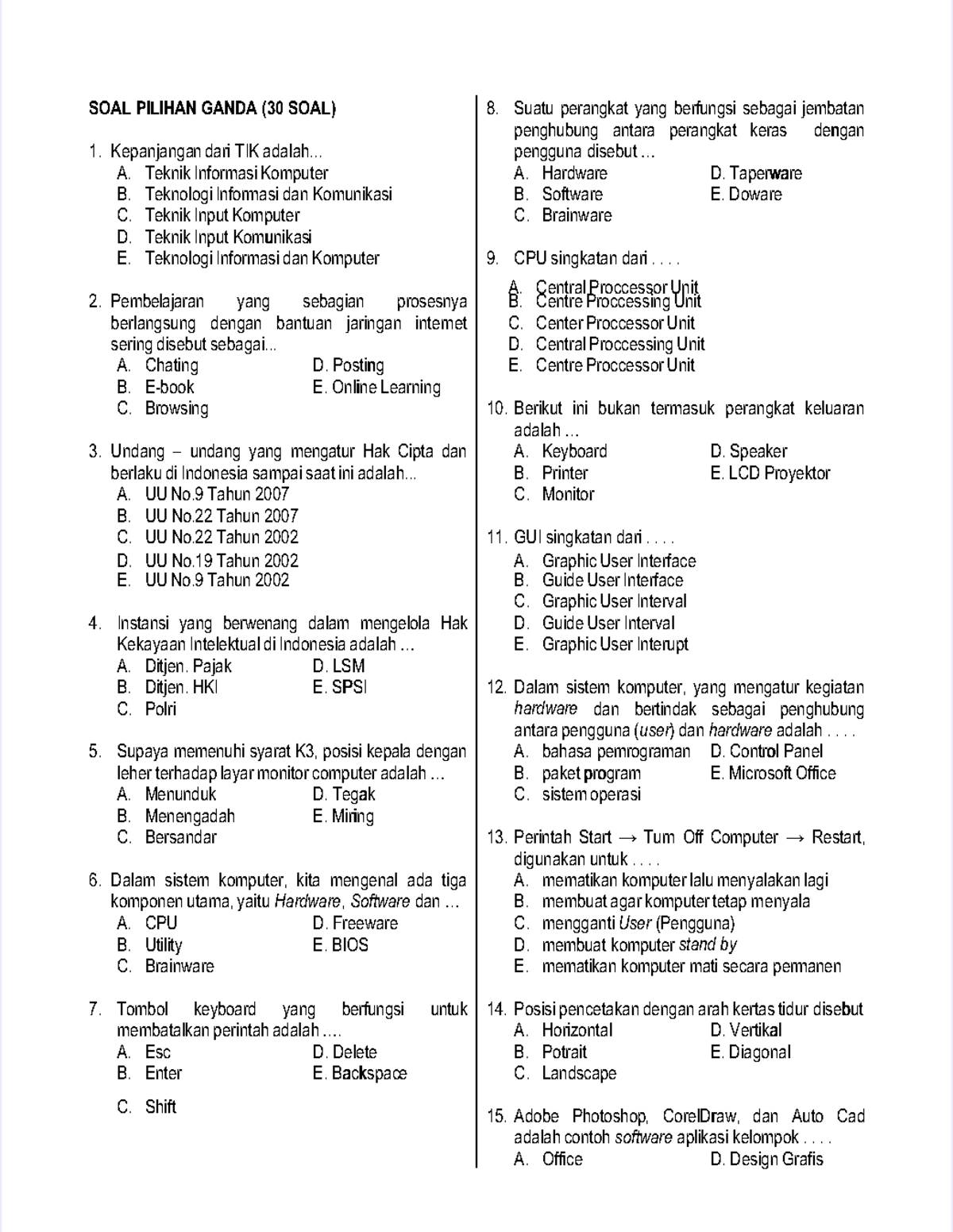 Pdf-soal-pilihan-ganda-30-soal-hardware-dan-bertindak-sebagai-penghubung compress - SOAL PILIHAN ...