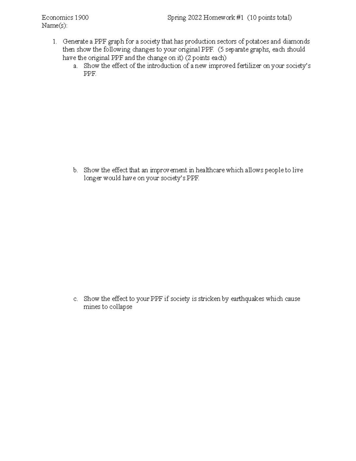 Hw1 First Homework Assignment Economics 1900 Spring 2022 Homework 1 10 Points Total Name