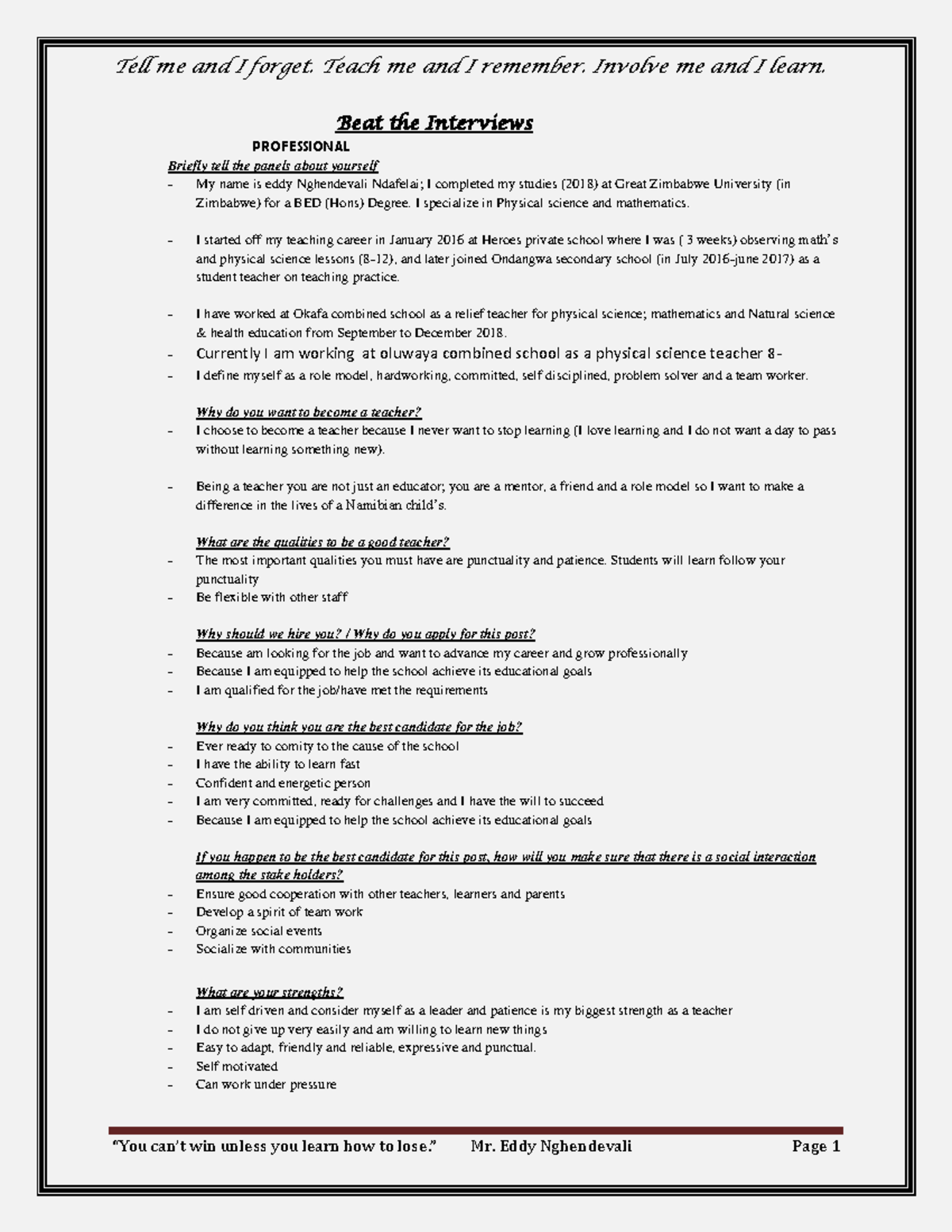 Beat the interview - Easy to read - Beat the Interviews PROFESSIONAL ...