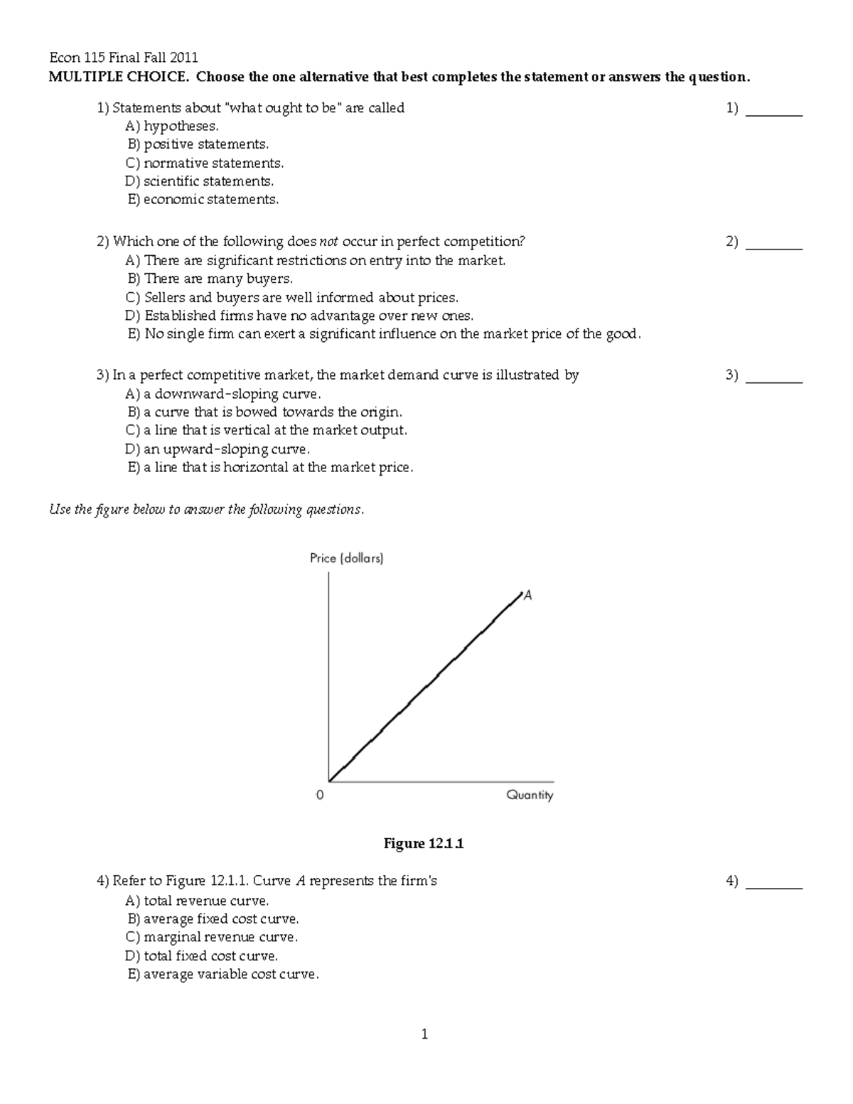 Final Fall 2017, questions and answers - Econ 115 Final Fall 2011 - Studocu