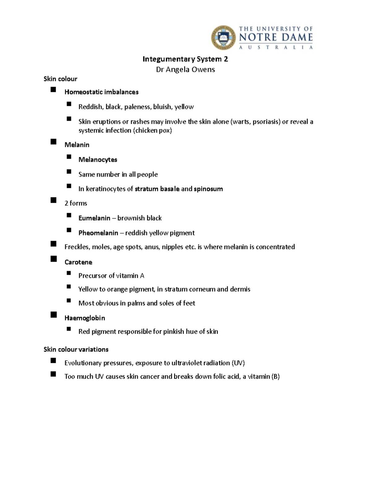 Integumentary system part 2 - Integumentary System 2 Dr Angela Owens ...