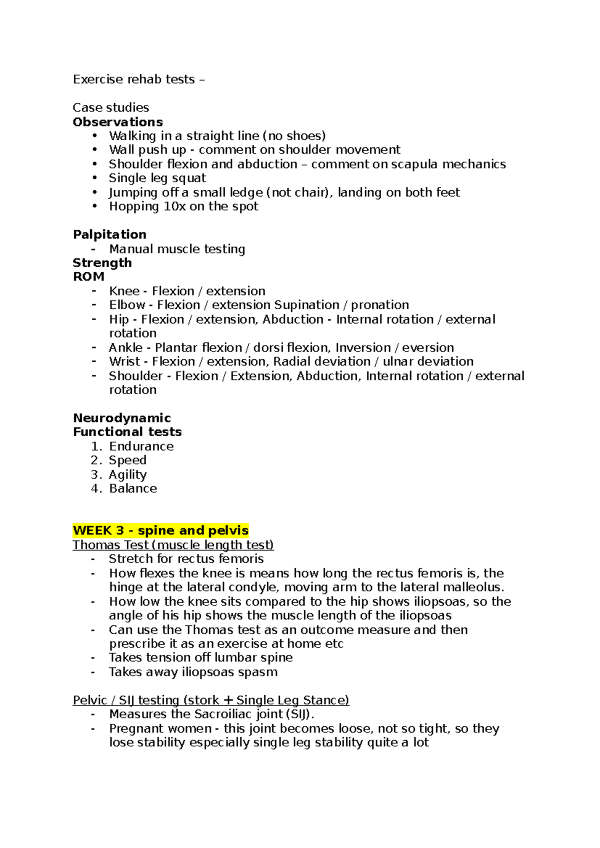 Rehab tuts - Tutorial Notes W1-W12 - Exercise rehab tests – Case ...