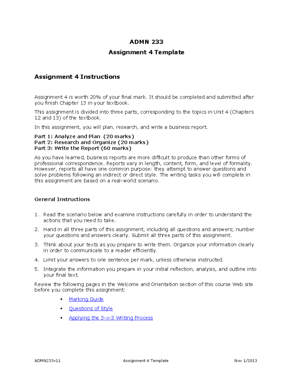 Ahmed admn233 assign 4 - ADMN 233 Assignment 4 Template Assignment 4 Instructions Assignment 4 ...