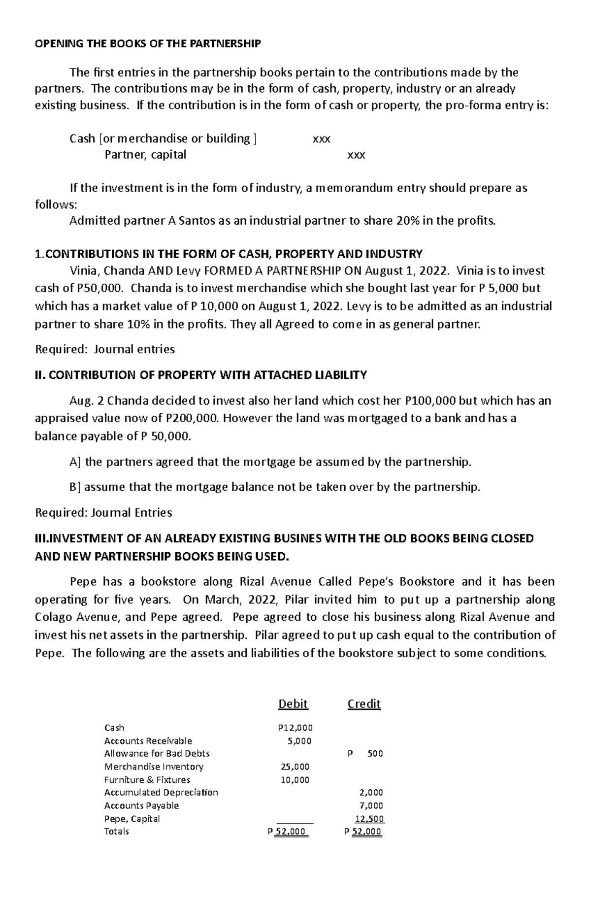 Opening THE Books OF THE Partnership - OPENING THE BOOKS OF THE ...