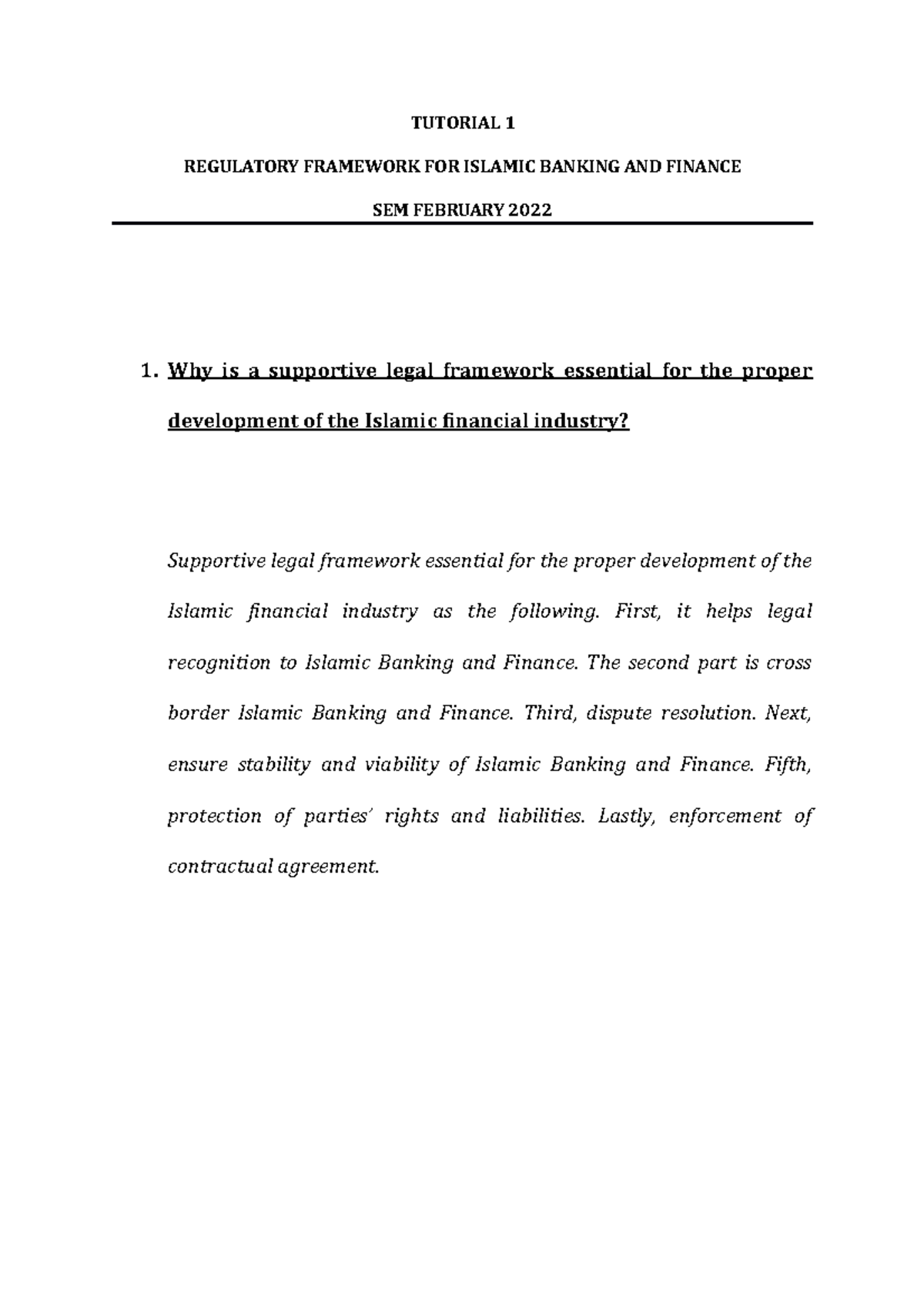 Tutorial 1 - do for your own success. Exercise for banking student ...