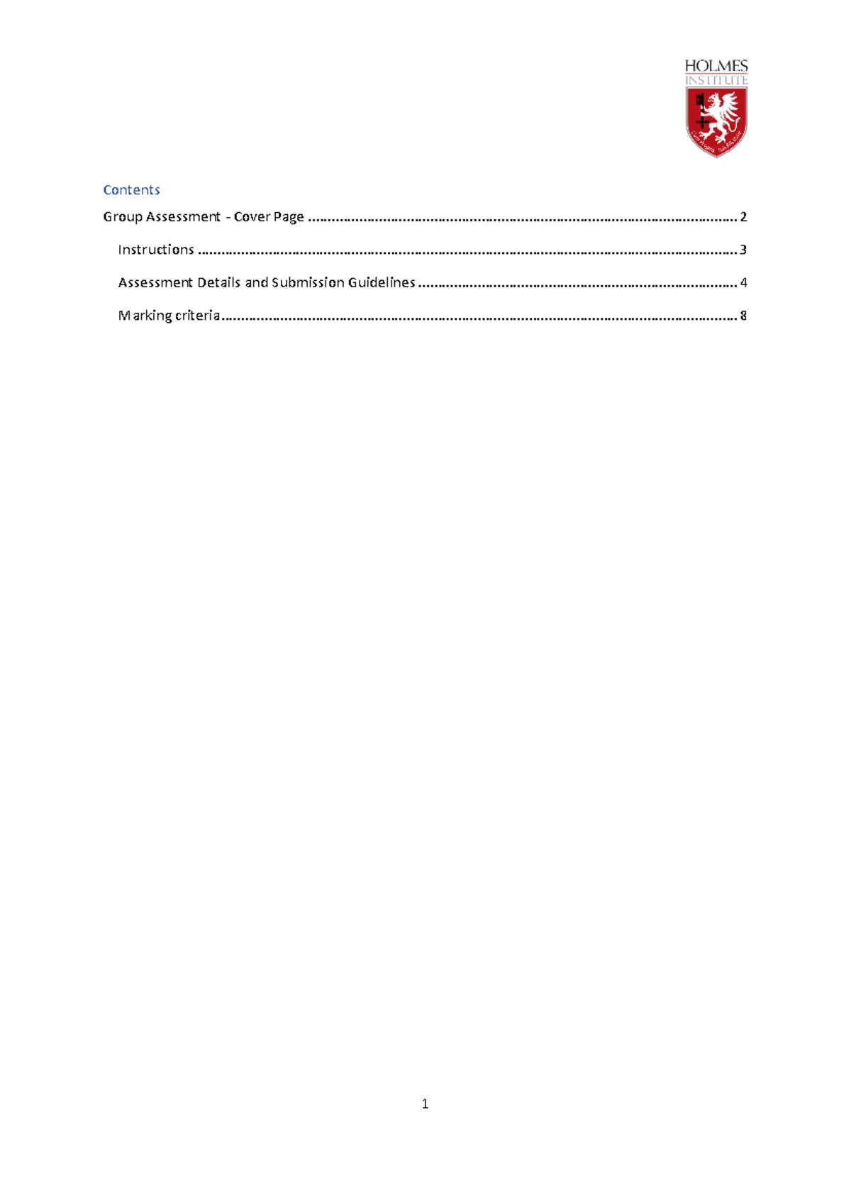 HI5002 Group Assignment T1 2024 - Contents Group Assessment - Cover ...