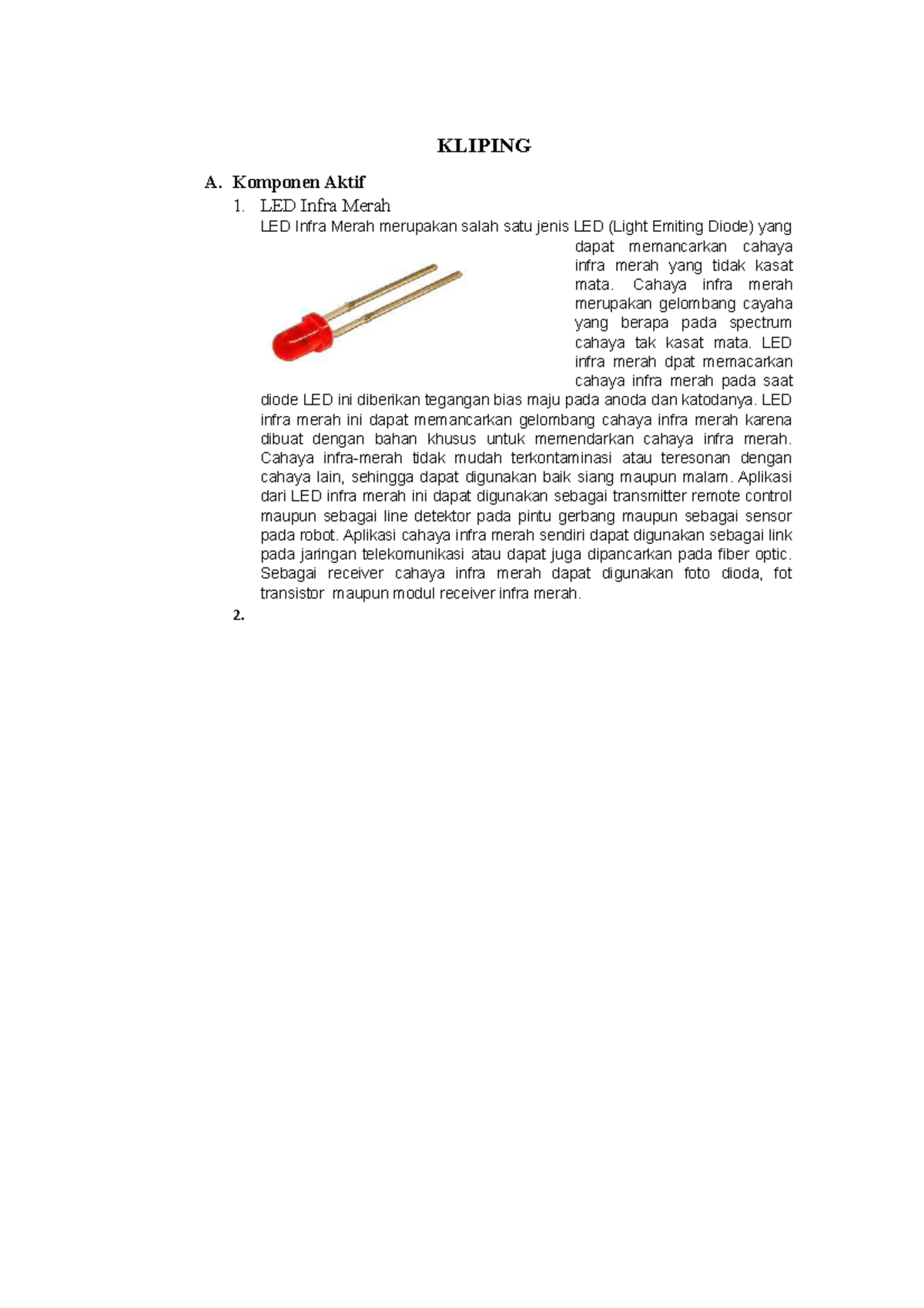 TUGAS ELEKTRONIKA KLIPING KOMPONEN DASAR - KLIPING A. Komponen Aktif 1 ...