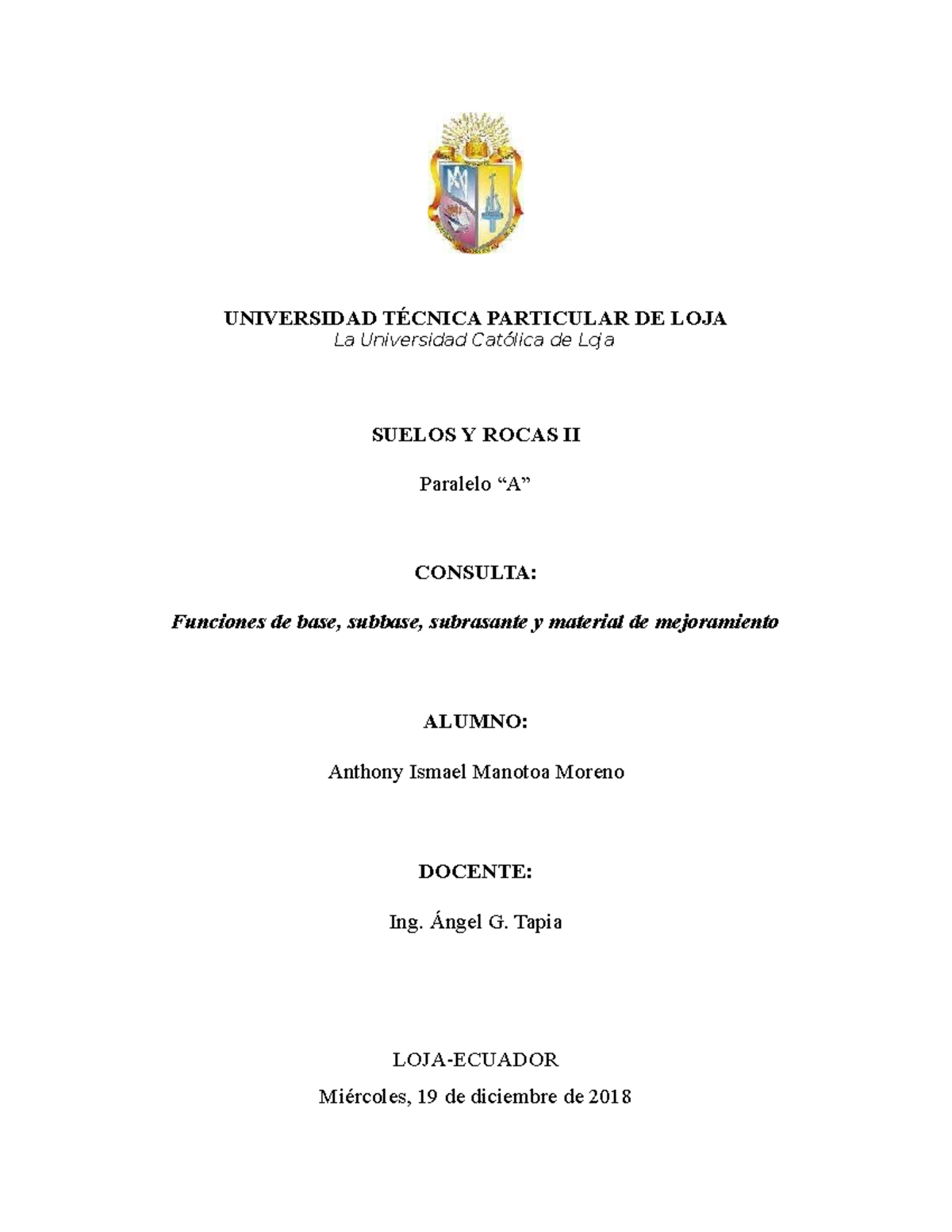 Funciones de base, subbase, subrasante y material de mejoramiento ...
