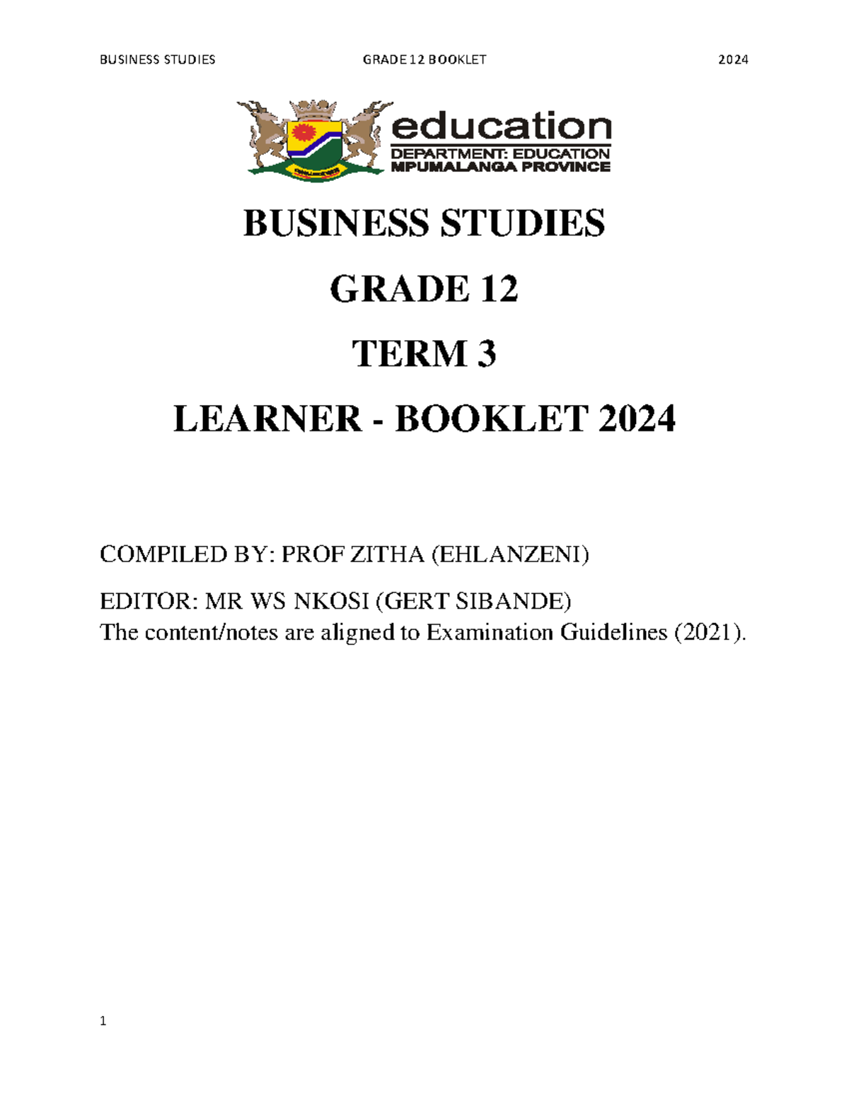 Booklet TERM 3 (2024) - These documents are for business studies and ...
